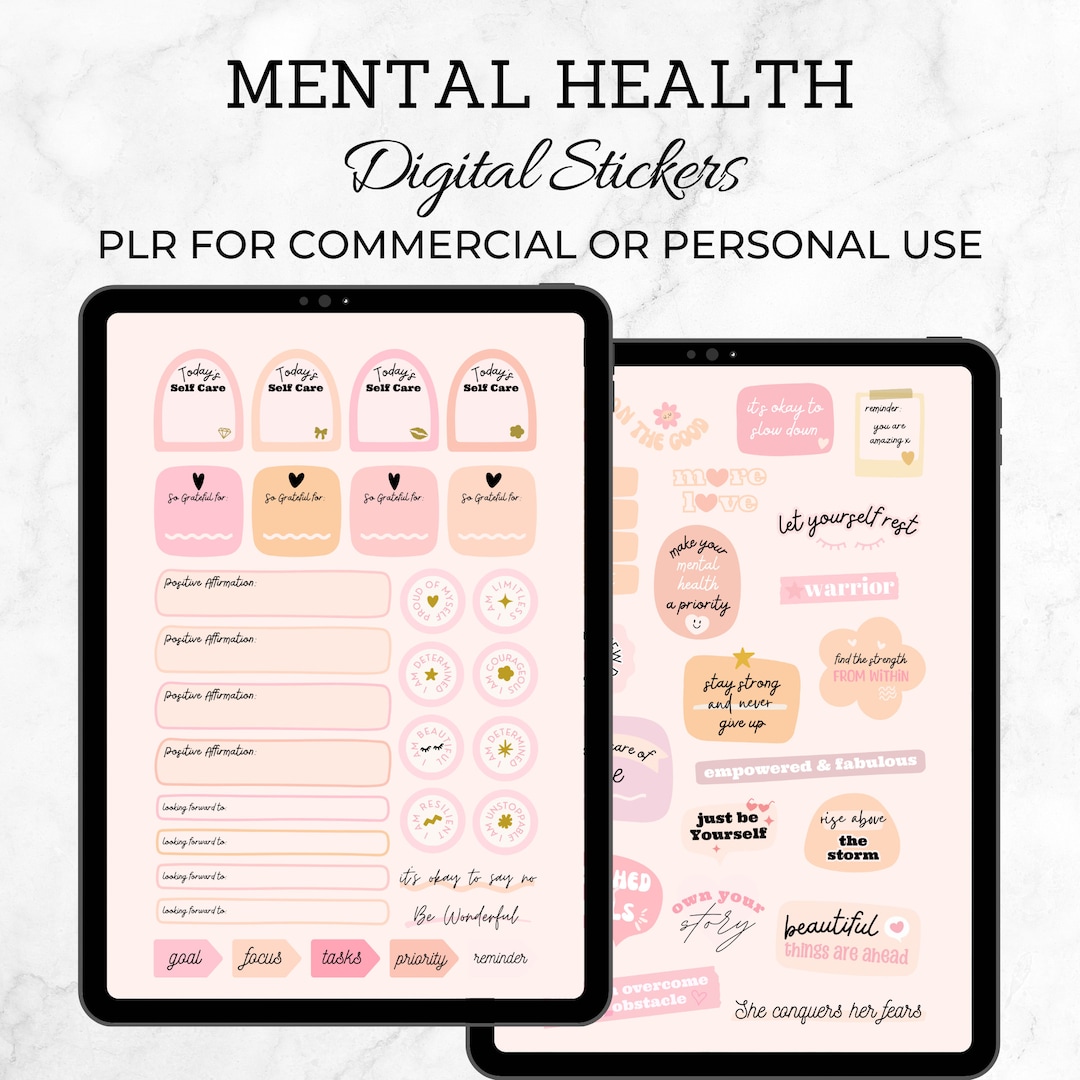PLR Mental Health Stickers, Journal Stickers, Anxiety Stress Relief ...