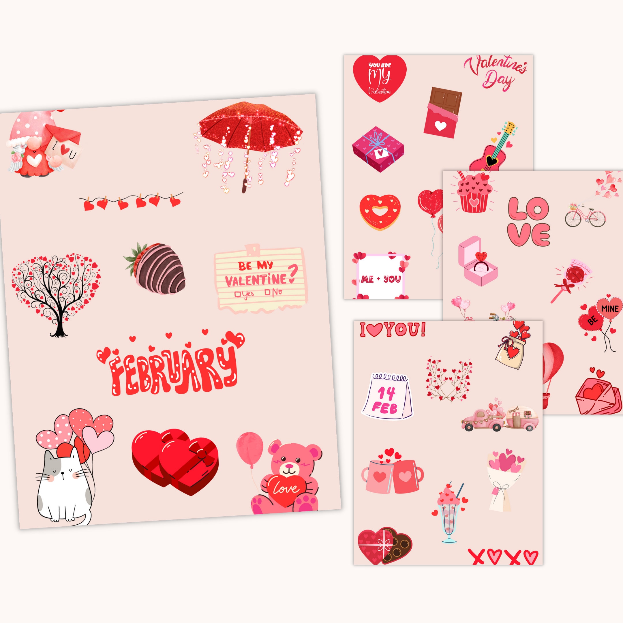 PLR Valentine's Day Digital Stickers, Valentine's Day Digital Planner ...