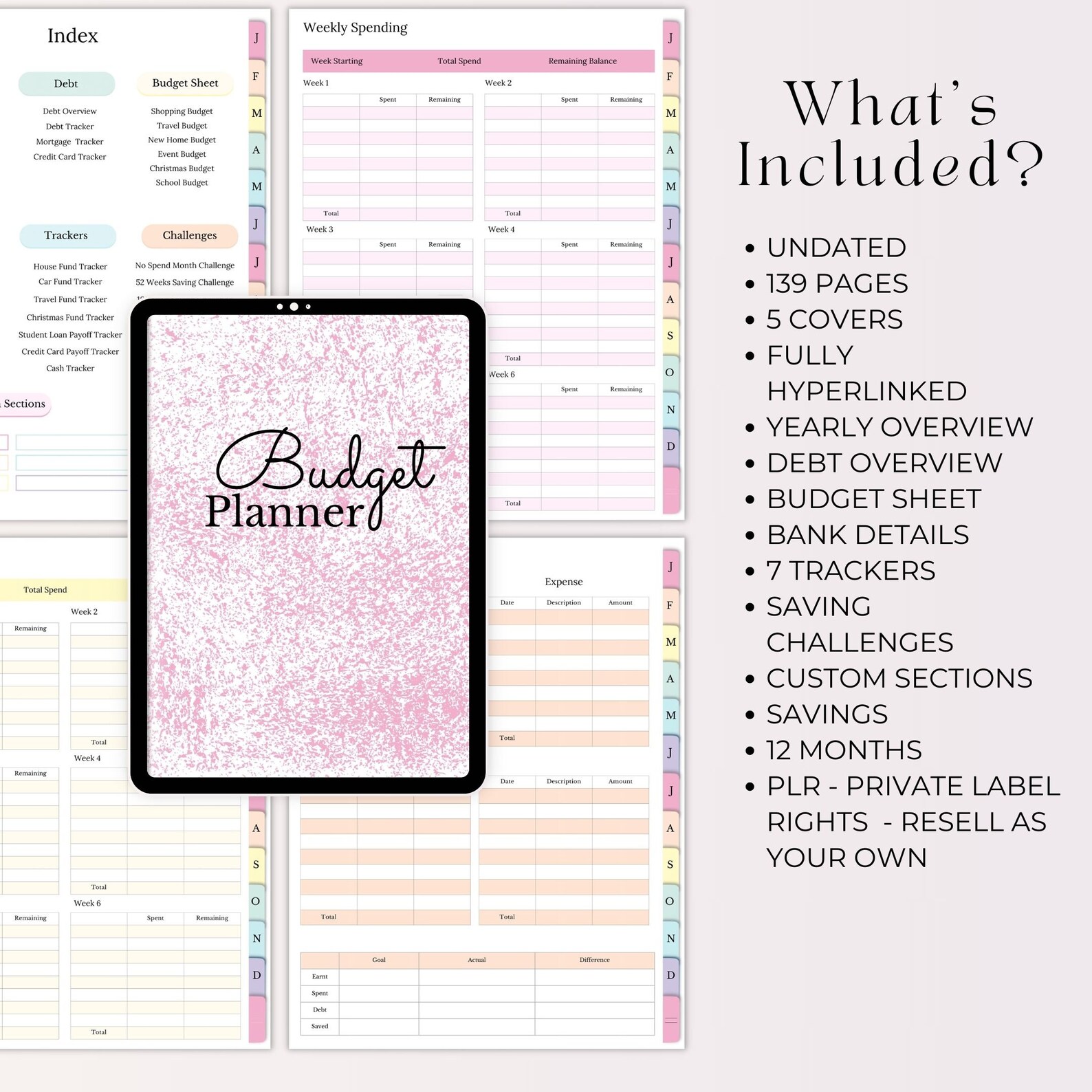PLR Digital Budget Planner, Finance Tracker, Finance Planner, Digital ...