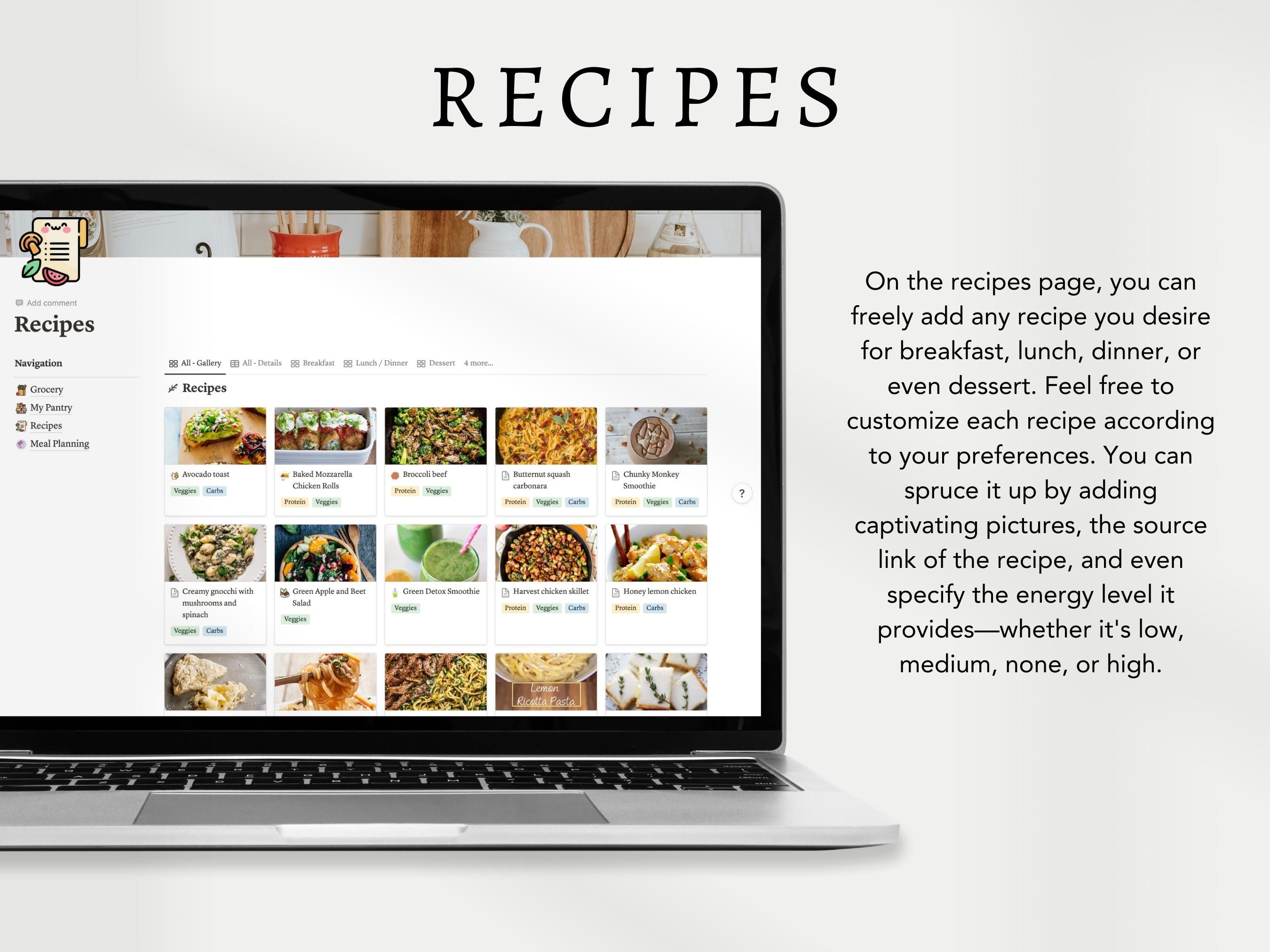PLR Kitchen Planner Notion Template, Meal Planner, Recipe Organizer ...