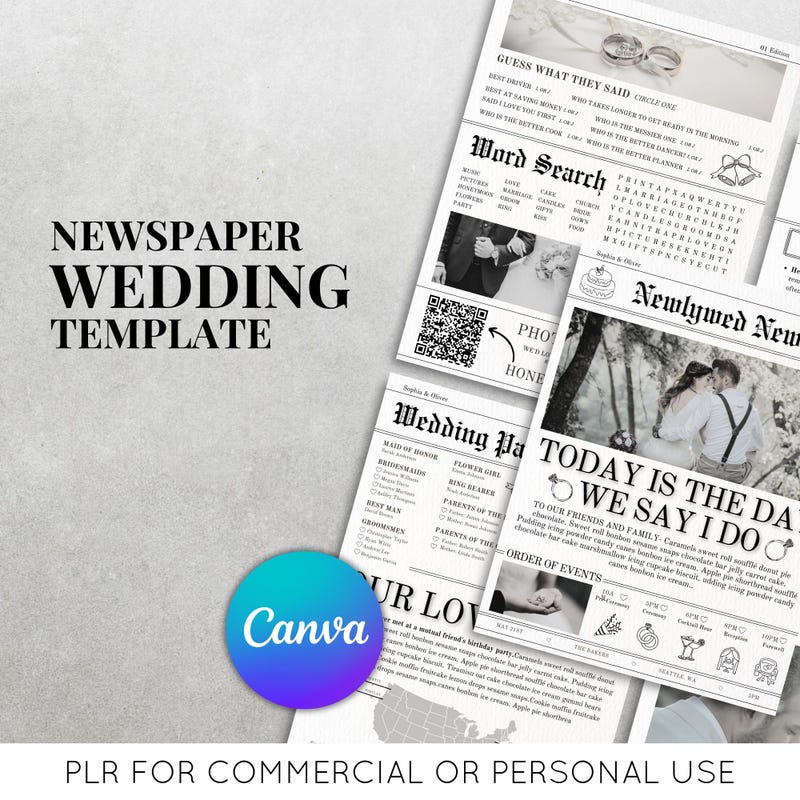 Newspaper Wedding Program - Etsy