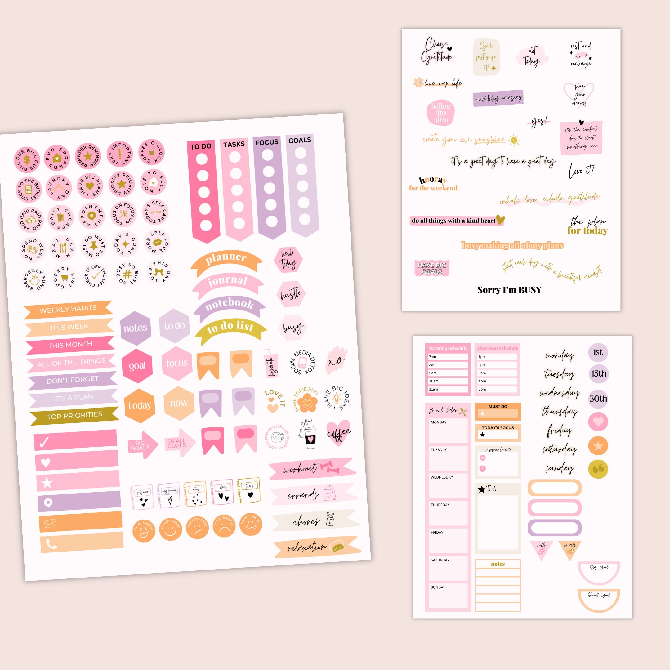 PLR Everyday Digital Stickers, Daily Digital Planner Stickers ...