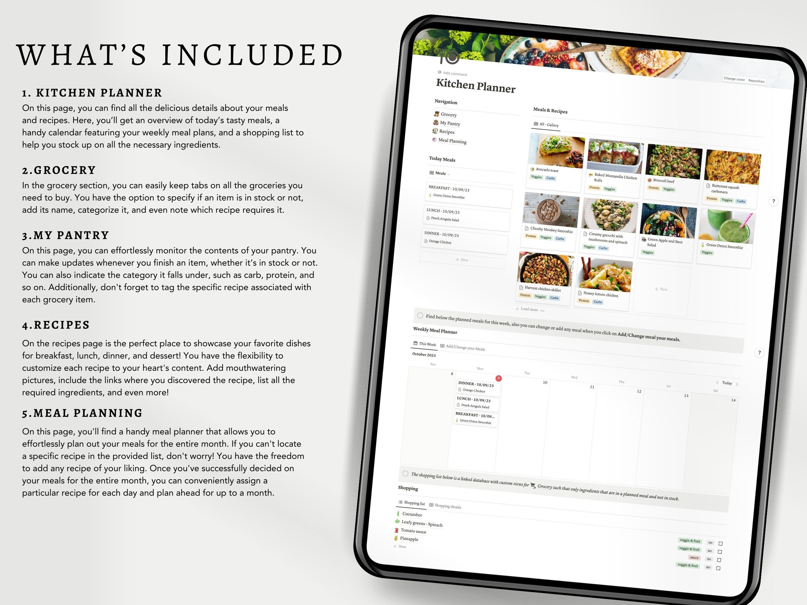 PLR Kitchen Planner Notion Template, Meal Planner, Recipe Organizer ...
