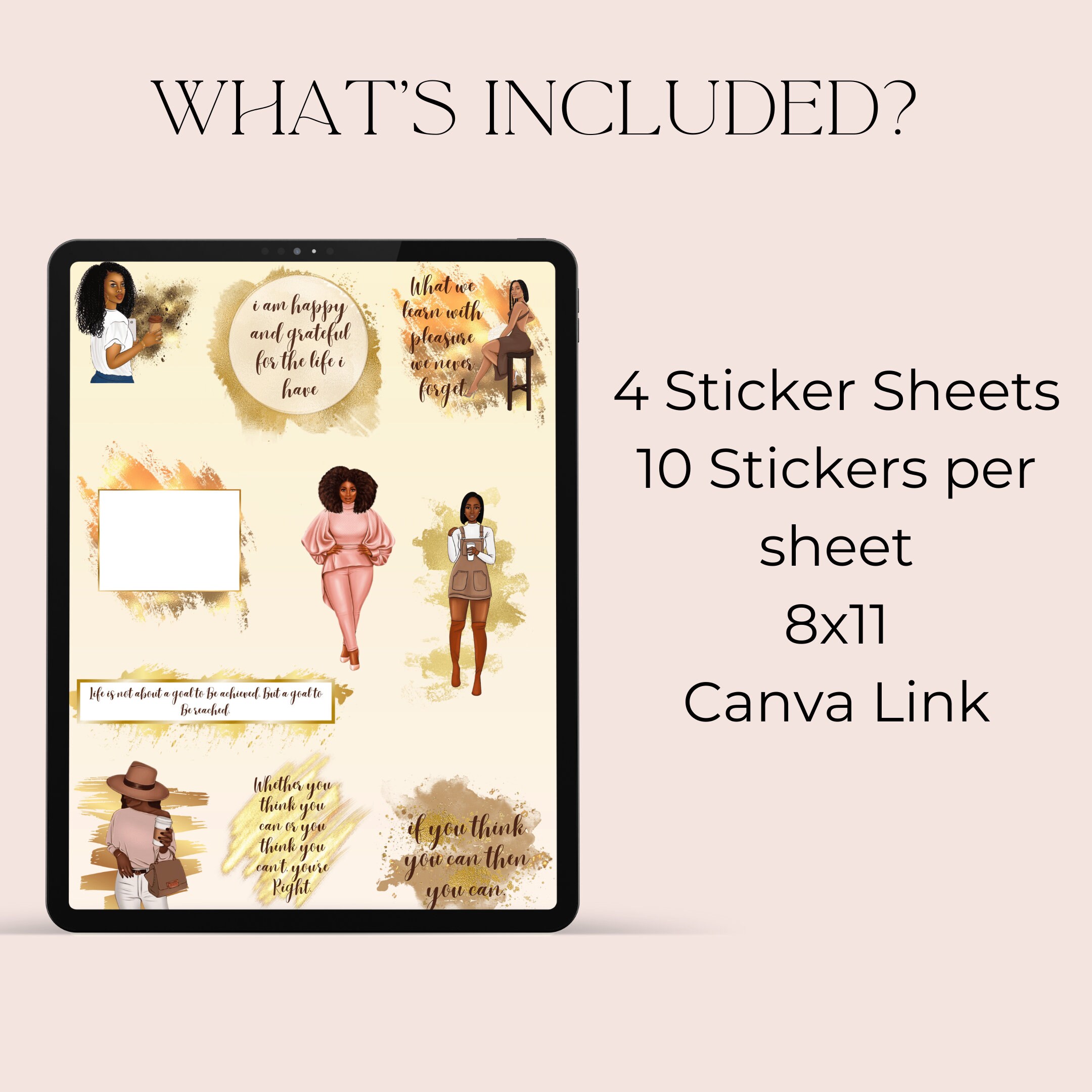 PLR Rich Mindset Digital Stickers, Motivational Planner Stickers ...