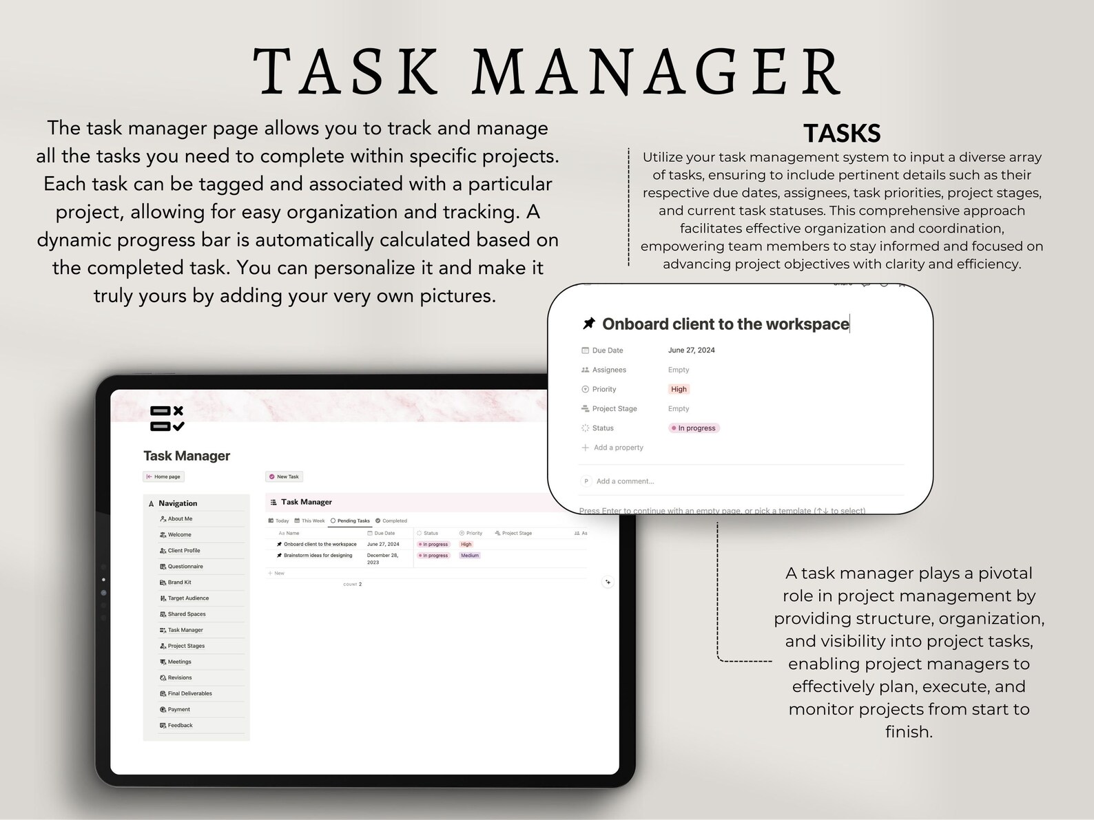 PLR Client Portal, Client Dashboard Client Onboarding, Notion Client Tracker Notion Project ...