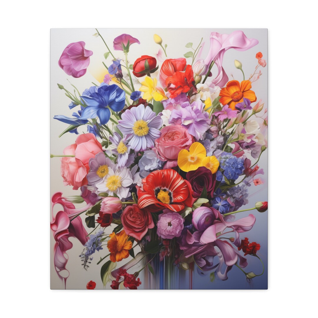 Colorful Flower Wall Art Nature Mounted Canvas Colorful Canvas Canvas ...