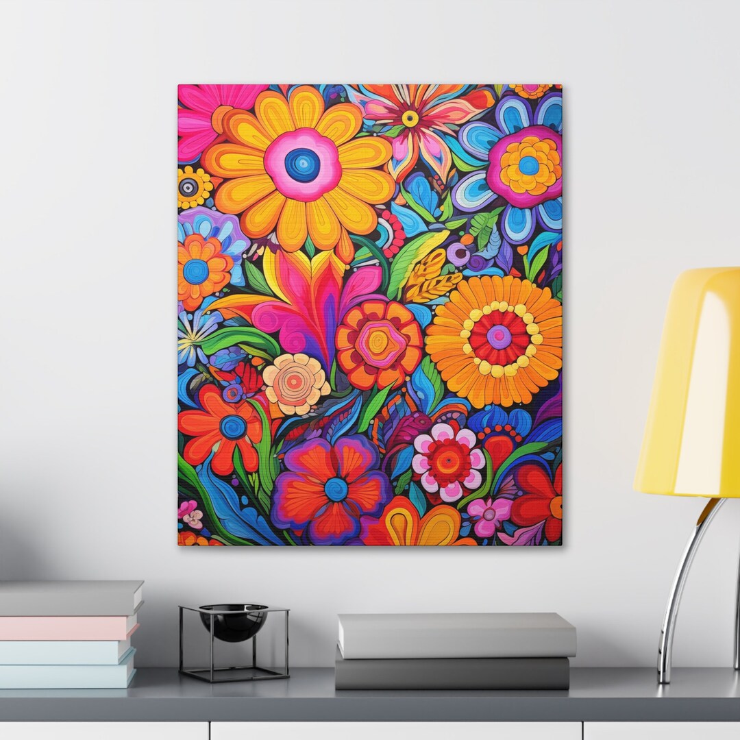 Colorful Flower Wall Art Nature Mounted Canvas Colorful Canvas Canvas ...