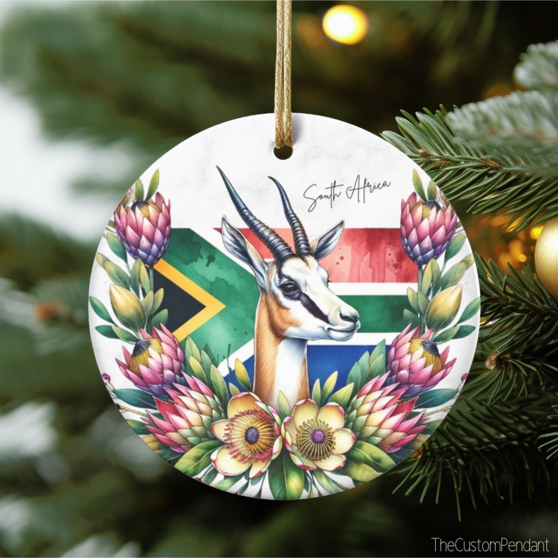 South African Christmas Ornament, South Africa Flag Ornament, Gift for ...