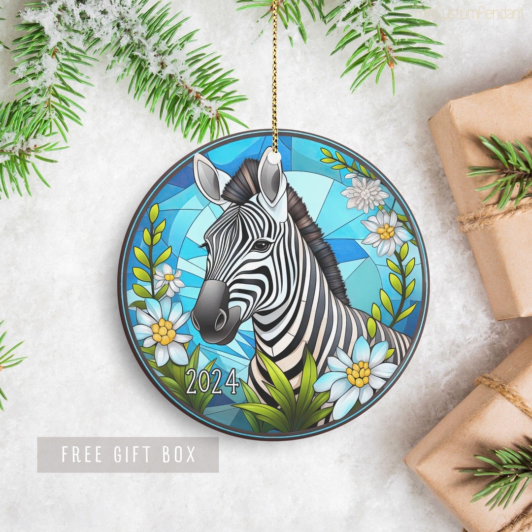 Zebra Ornament, Custom Zebra Christmas Tree Ornament, Jungle Ornament ...