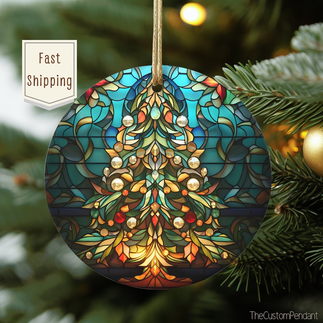 2025 Christmas Ornament, Stained Glass Christmas Decor, Holiday Gift ...