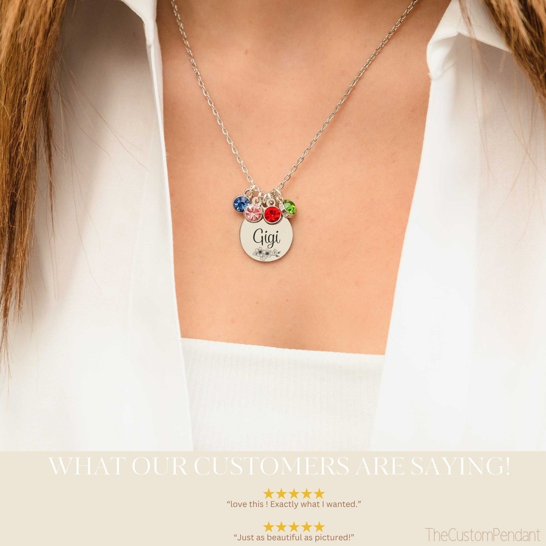 GIGI Necklace, Personalized Gift With Grandkids Birth Month, Birthstone ...