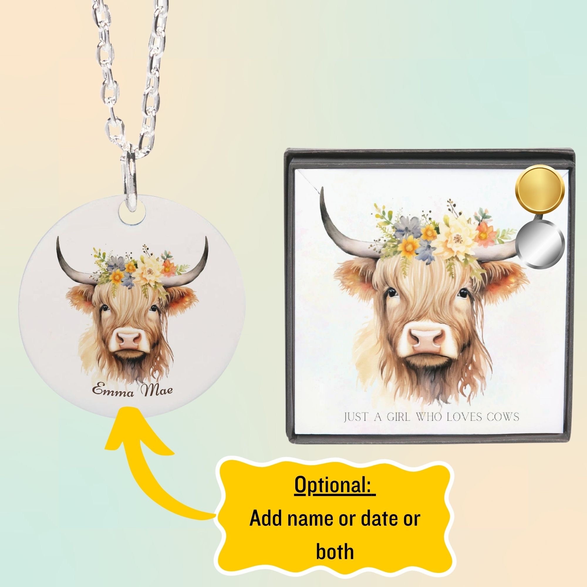 Highland Cow Pendant Necklace, Cute Cow Gift, Farm Lover Gift ...