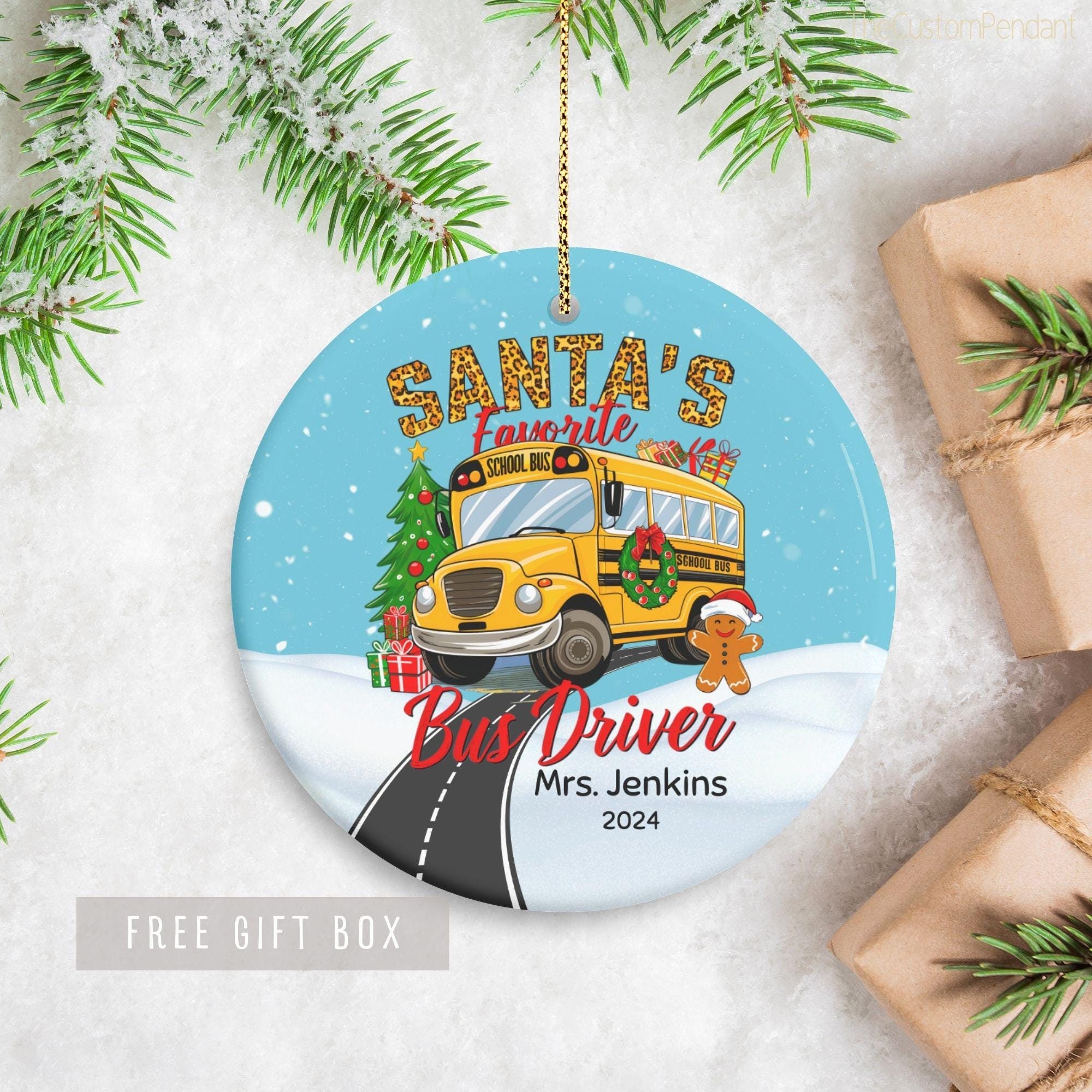 Personalized School Bus Ornament 2025, Custom Bus Driver Christmas Gift ...