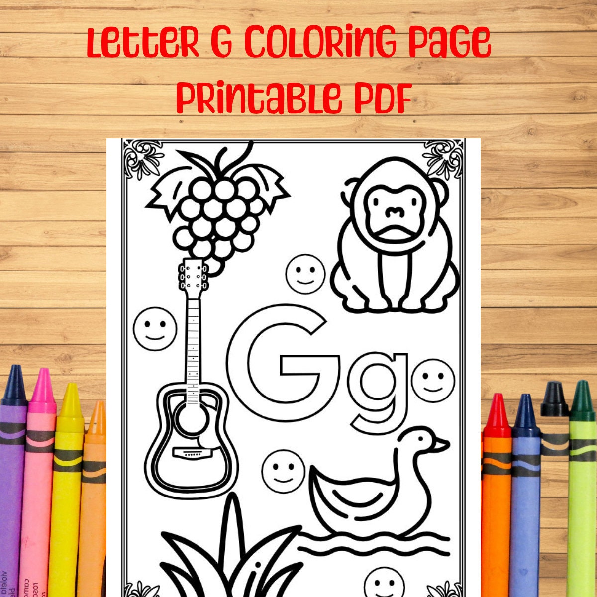 Letter G Coloring Page - Etsy