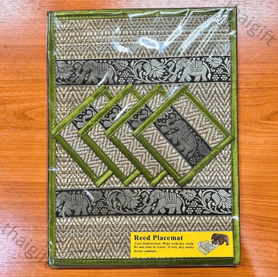 Thai Placemats Set-elephant Pattern-square Shape Handmade. - Etsy