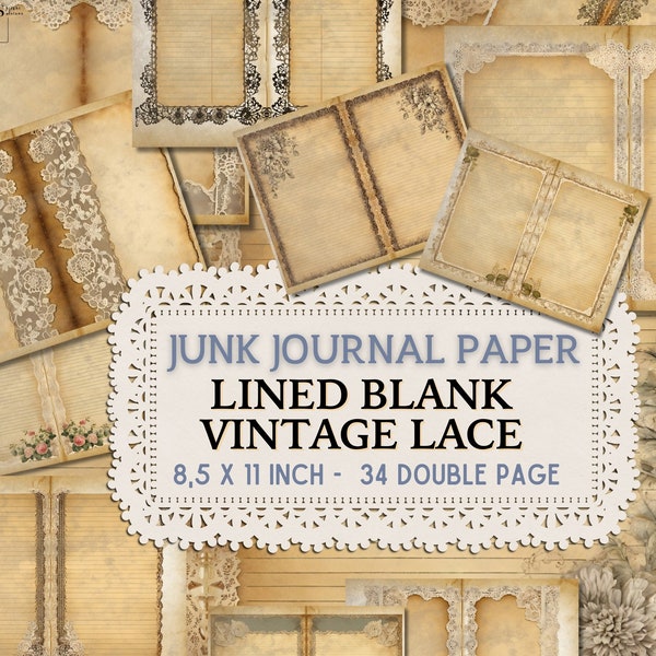 Authentic Textured Blank Junk Journal Page, Digital Scrapbook Paper Kit ...