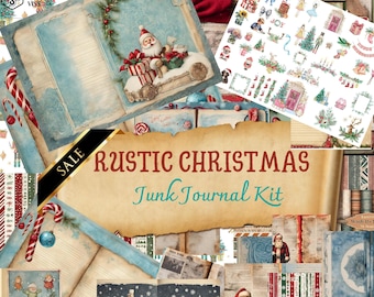 Rustic JUNK JOURNAL KIT printable Jpg Page With Ephemera, Cover, Card ...