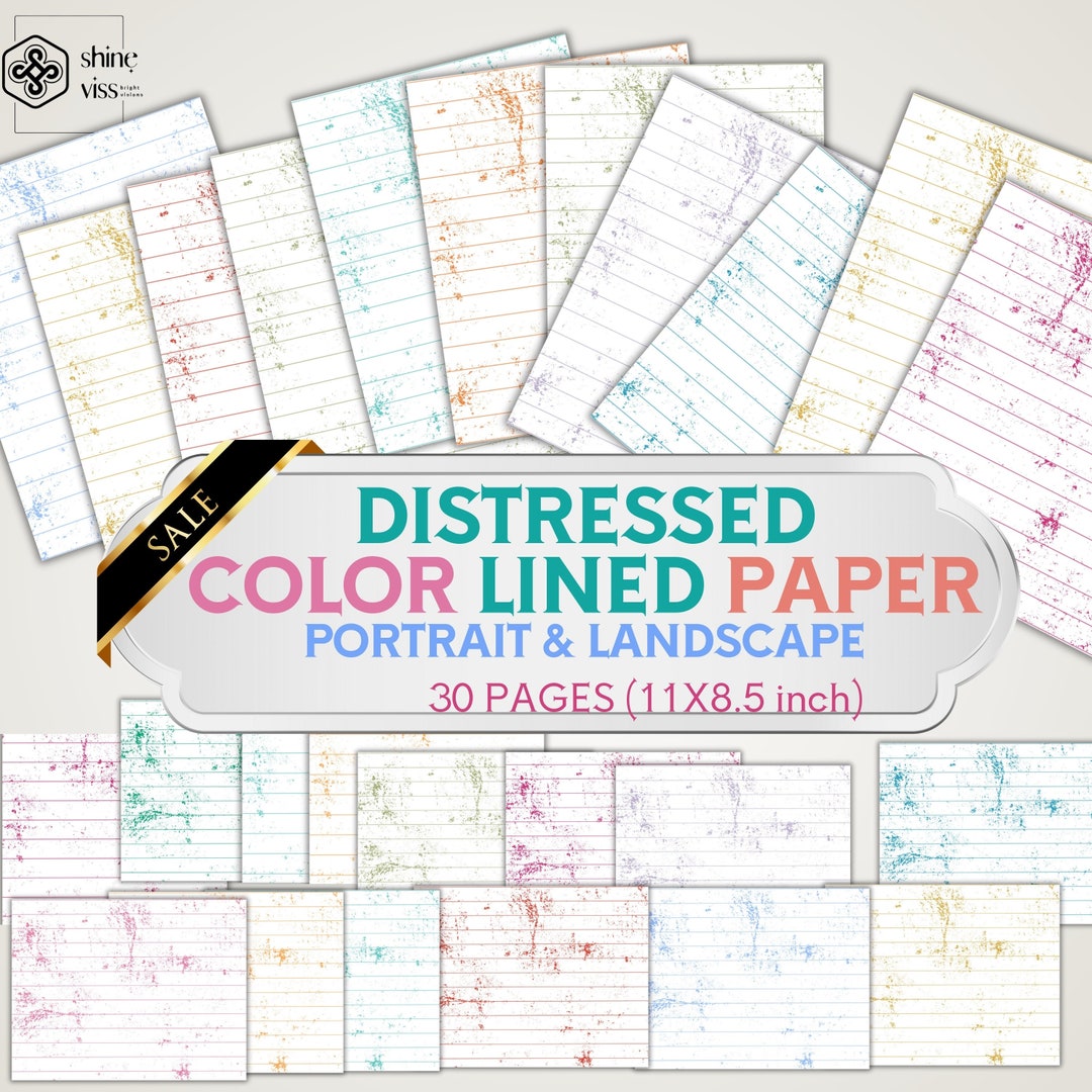 Distressed Color Lined Paper: Vintage Journal Pages (digital Download ...