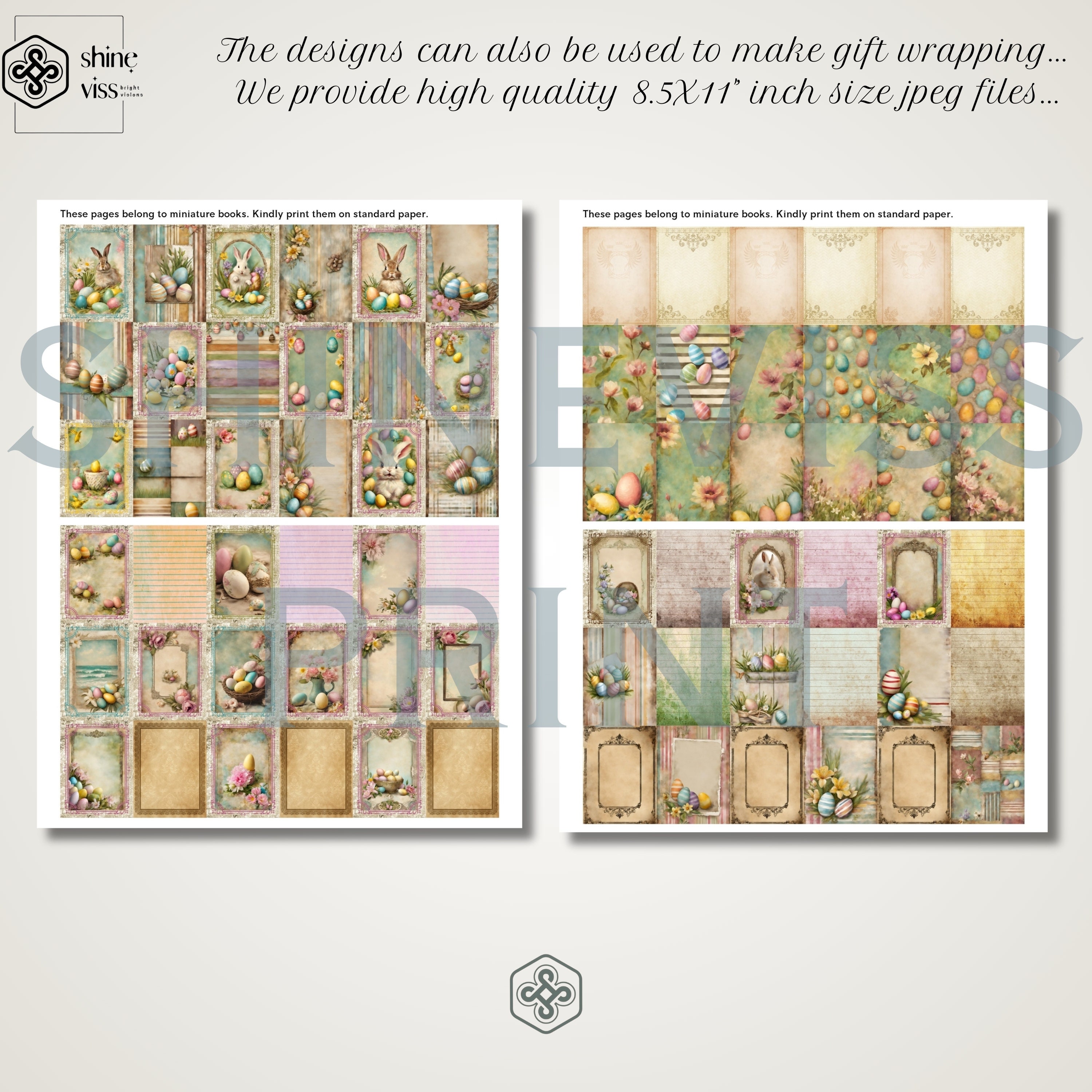 Mini Books, Vintage Easter Holiday, Flower Bunny Egg, Junk Journal Kit ...