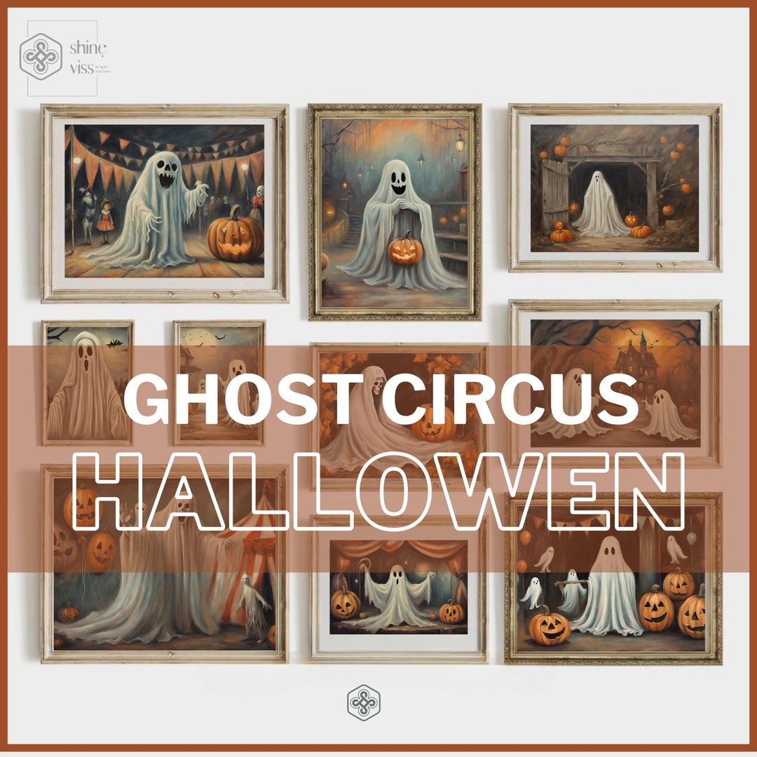 GHOST Circus HALLOWEN Set Farm Oil Paint PRINTABLE Arts, Gallery Wall ...