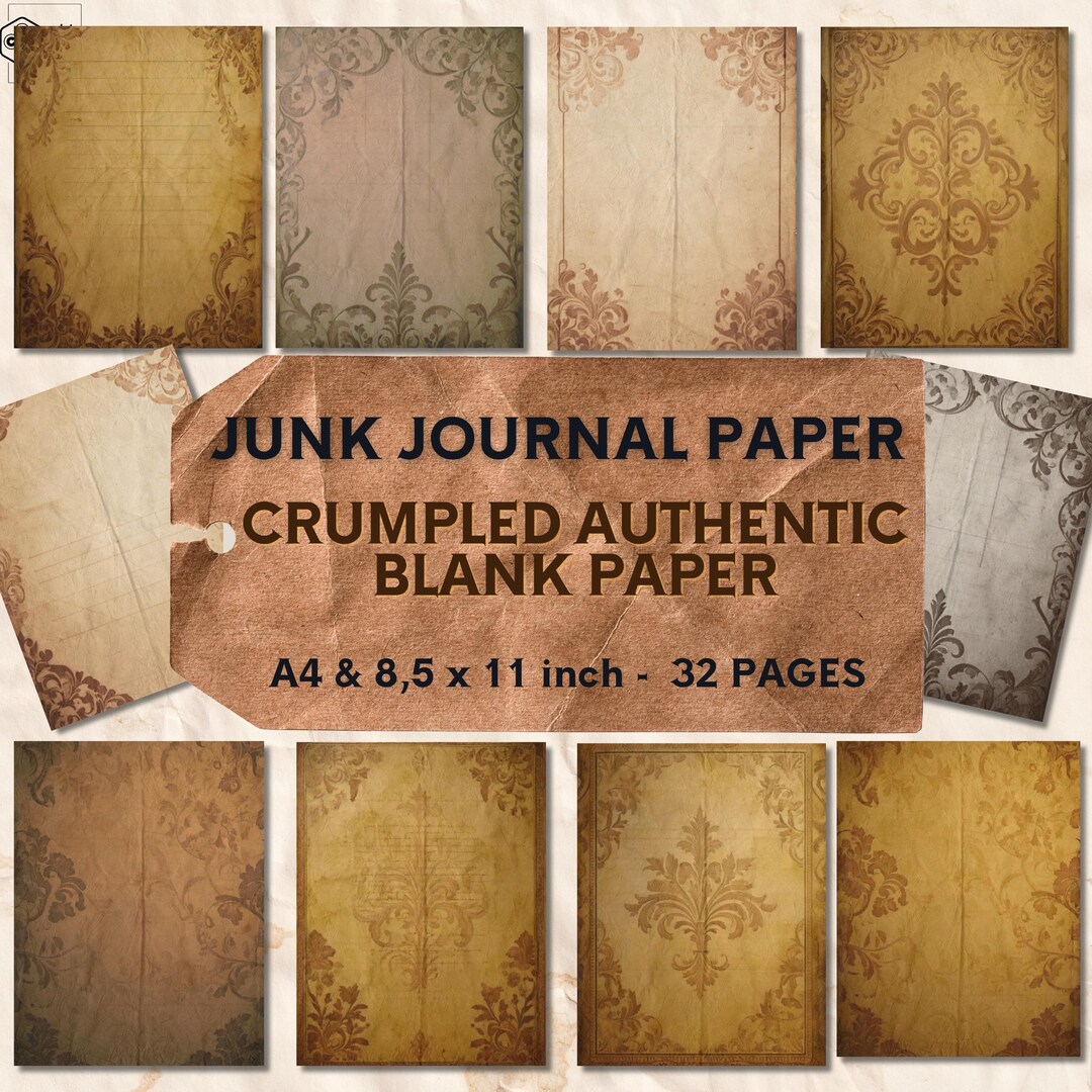 Vintage Crumpled Authentic Junk Journal, Lined Rice Papers, Ruled ...