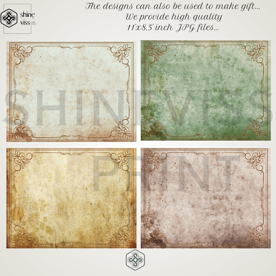 Junk JOURNAL, BORDER Lined Paper, Ruled Landscape, Portrait Plain Gold ...