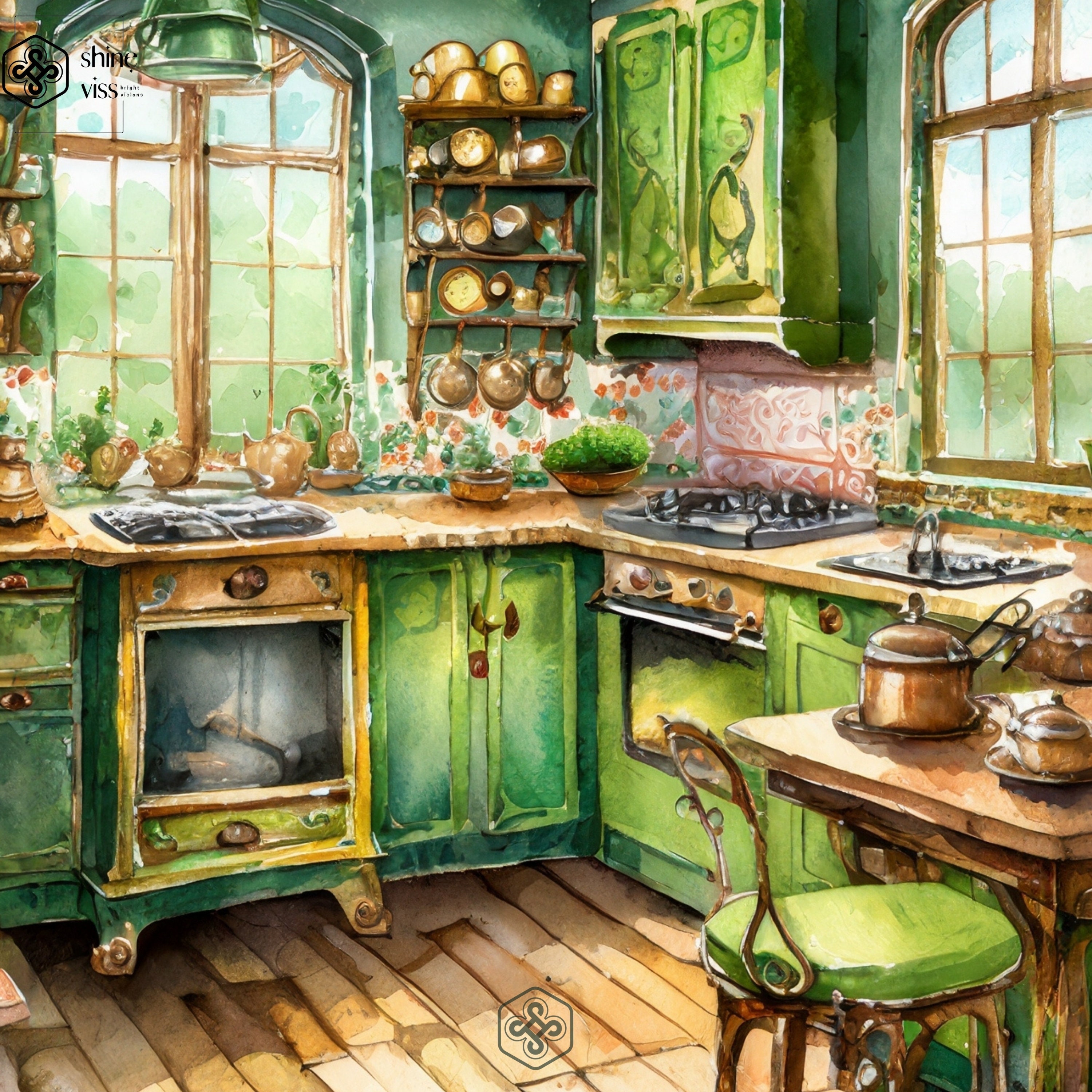 Rustic Green Kitchen Junk Journal Kit: Watercolor Farmhouse Ephemera ...