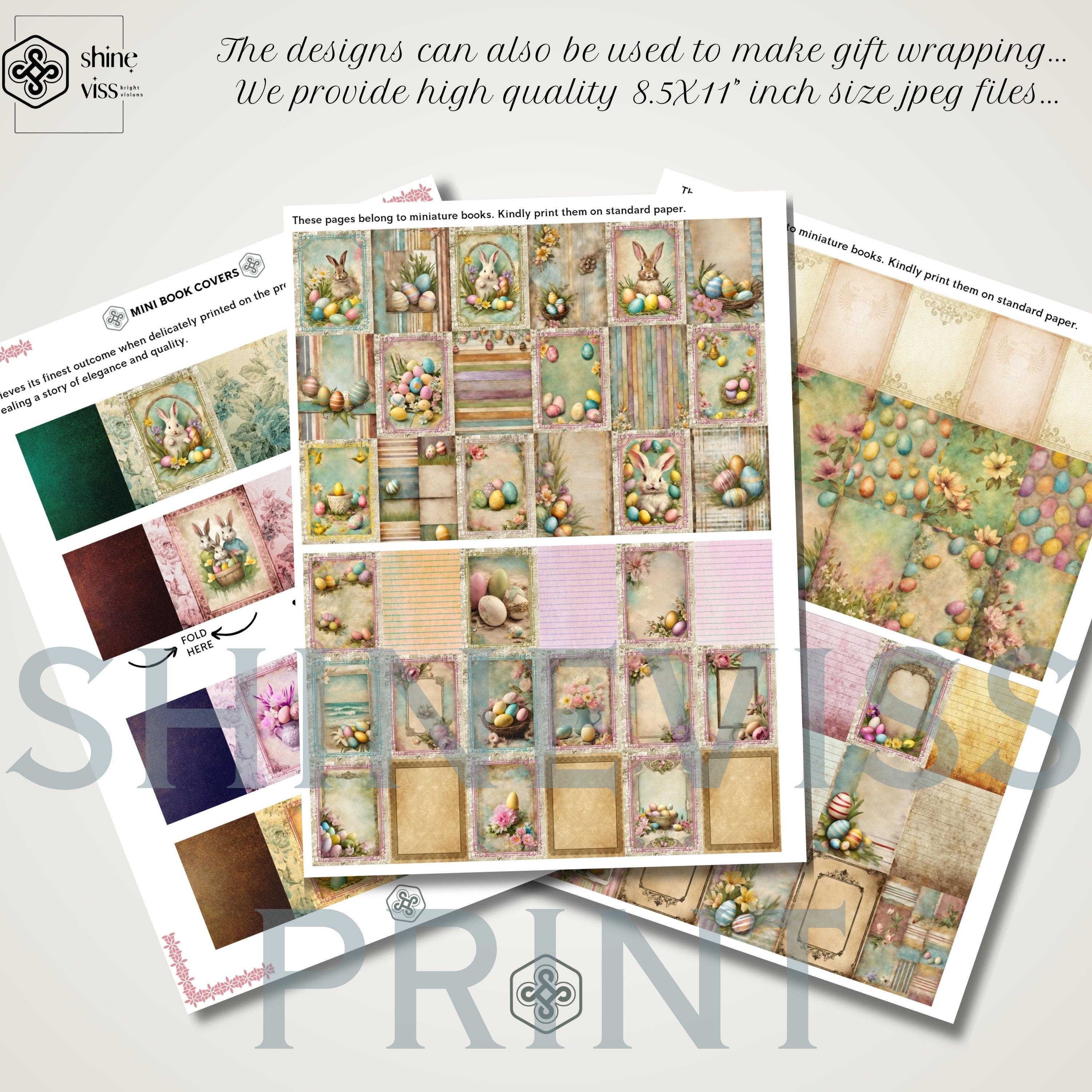 Mini Books, Vintage Easter Holiday, Flower Bunny Egg, Junk Journal Kit ...