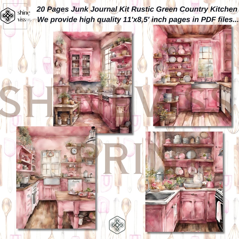 Vintage Pink Kitchen Junk Journal Kit: Watercolor Ephemera (PDF) - Etsy