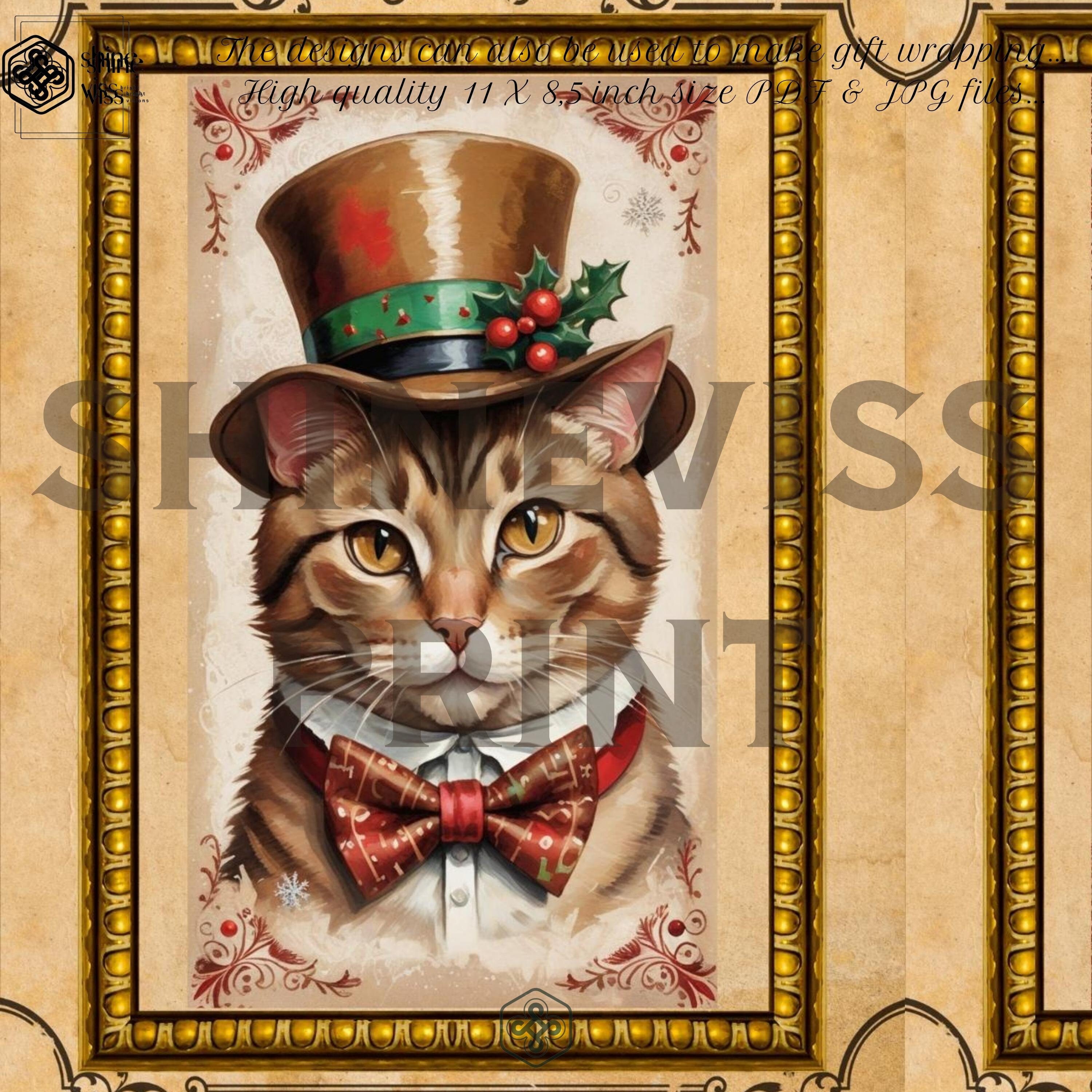 GENTLEMAN CATS Junk Journal CARD Kit, Printable Jpg, Vintage Kitten ...