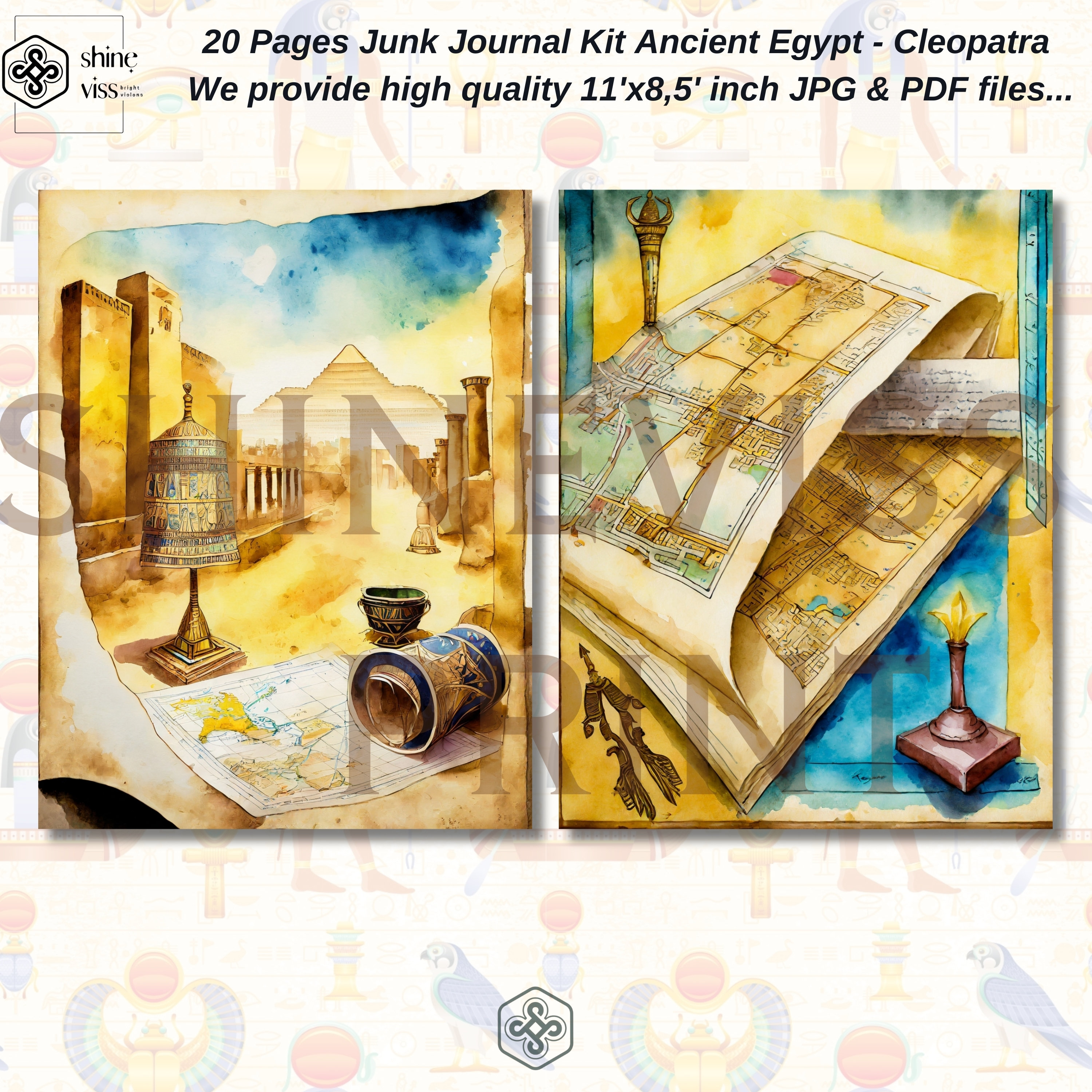 Ancient Egypt Cleopatra JUNK JOURNAL Kit, Watercolor Ephemera JPG ...
