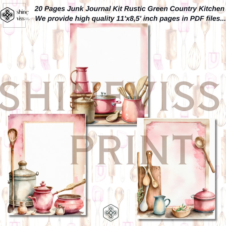 Vintage Pink Kitchen Junk Journal Kit: Watercolor Ephemera (PDF) - Etsy