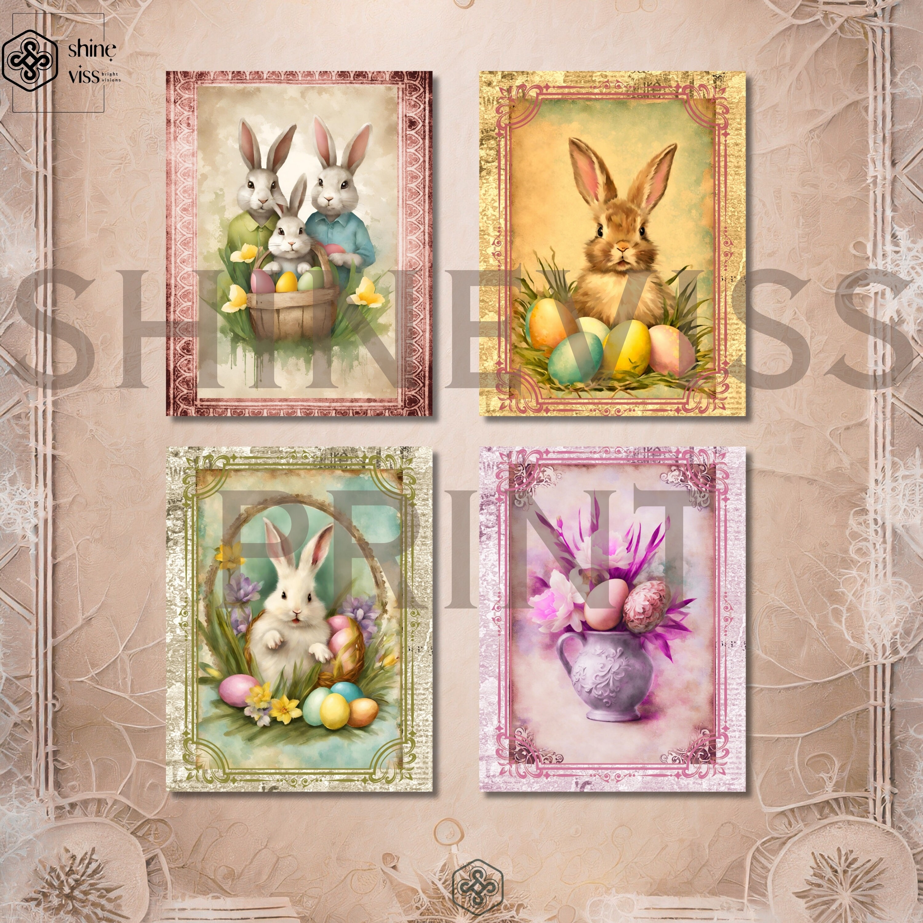 Mini Books, Vintage Easter Holiday, Flower Bunny Egg, Junk Journal Kit ...