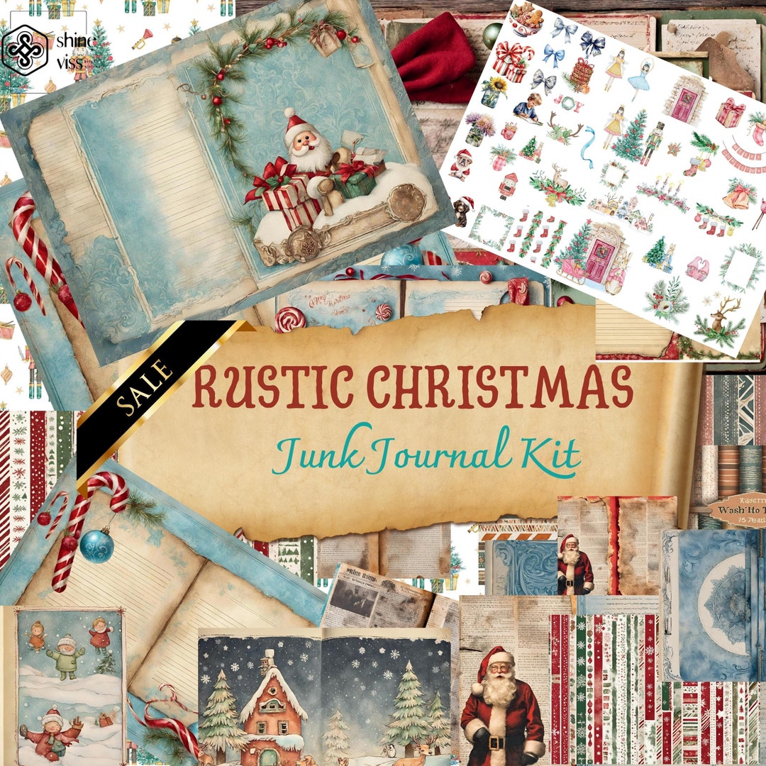 CHRISTMAS RUSTIC Junk JOURNAL Kit (printable Jpg Page With Ephemera ...