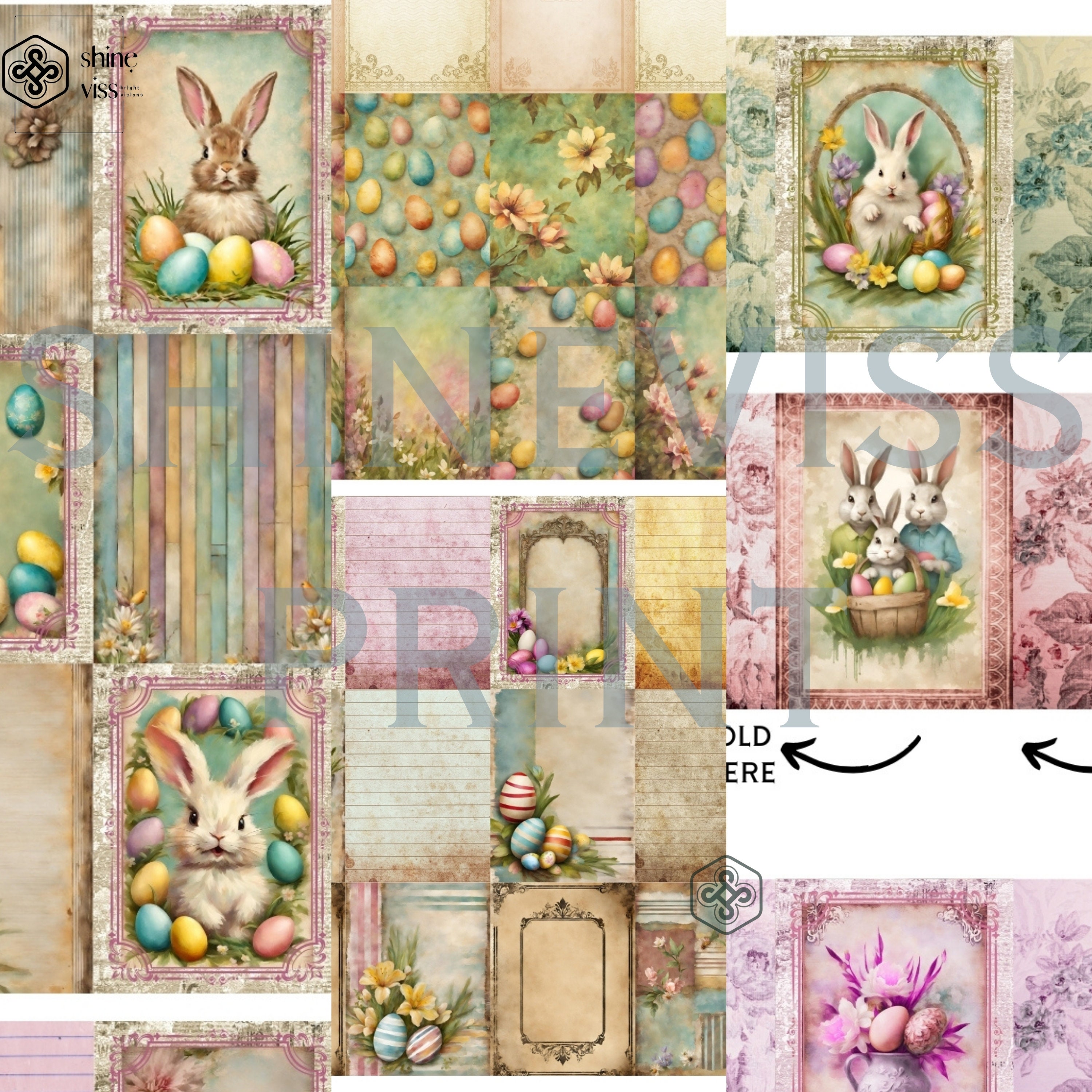 Mini Books, Vintage Easter Holiday, Flower Bunny Egg, Junk Journal Kit ...