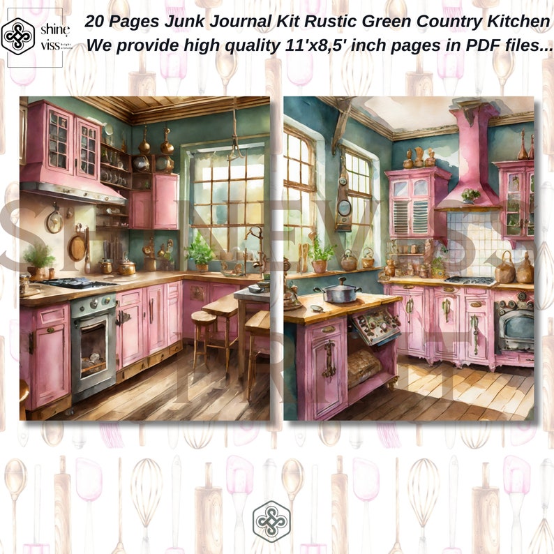 Vintage Pink Kitchen Junk Journal Kit: Watercolor Ephemera (PDF) - Etsy
