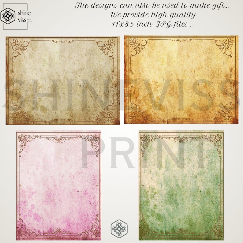 Junk JOURNAL, BORDER Lined Paper, Ruled Landscape, Portrait Plain Gold ...