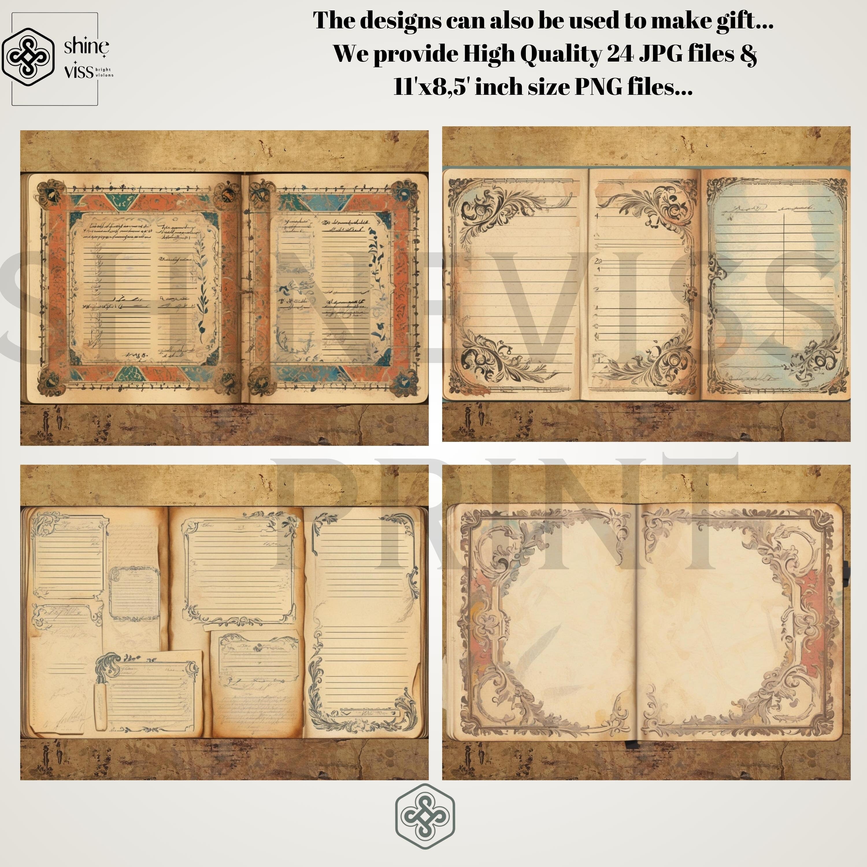 Authentic Textured Blank Junk Journal Page, Digital Scrapbook Paper Kit ...