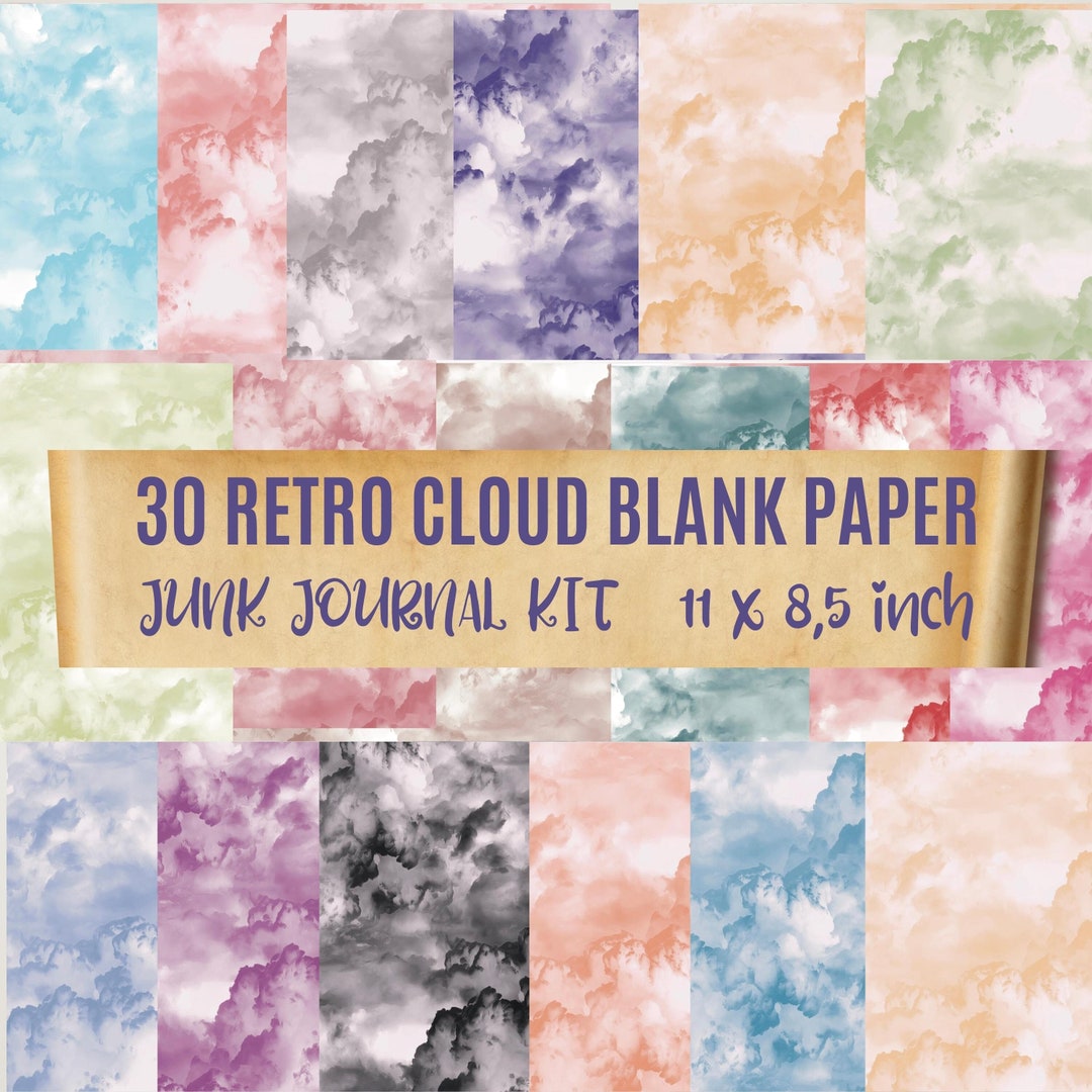 Retro Cloud Junk Journal Paper: Vintage Sky Scrapbook (digital Download ...