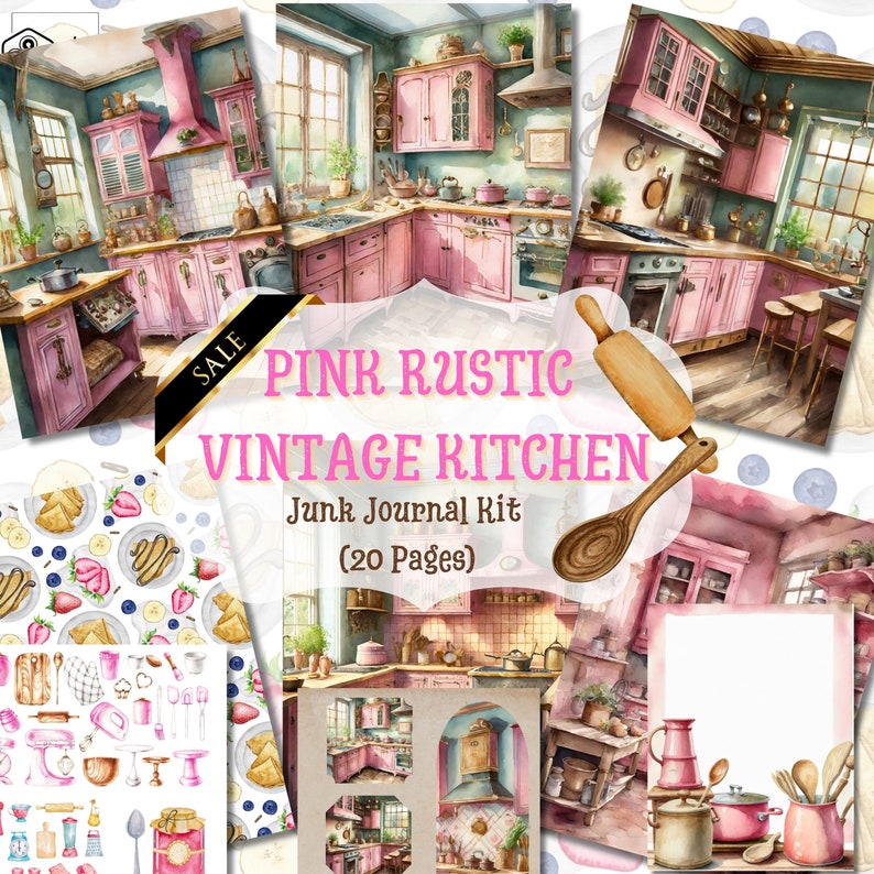 Vintage Pink Kitchen Junk Journal Kit: Watercolor Ephemera (PDF) - Etsy