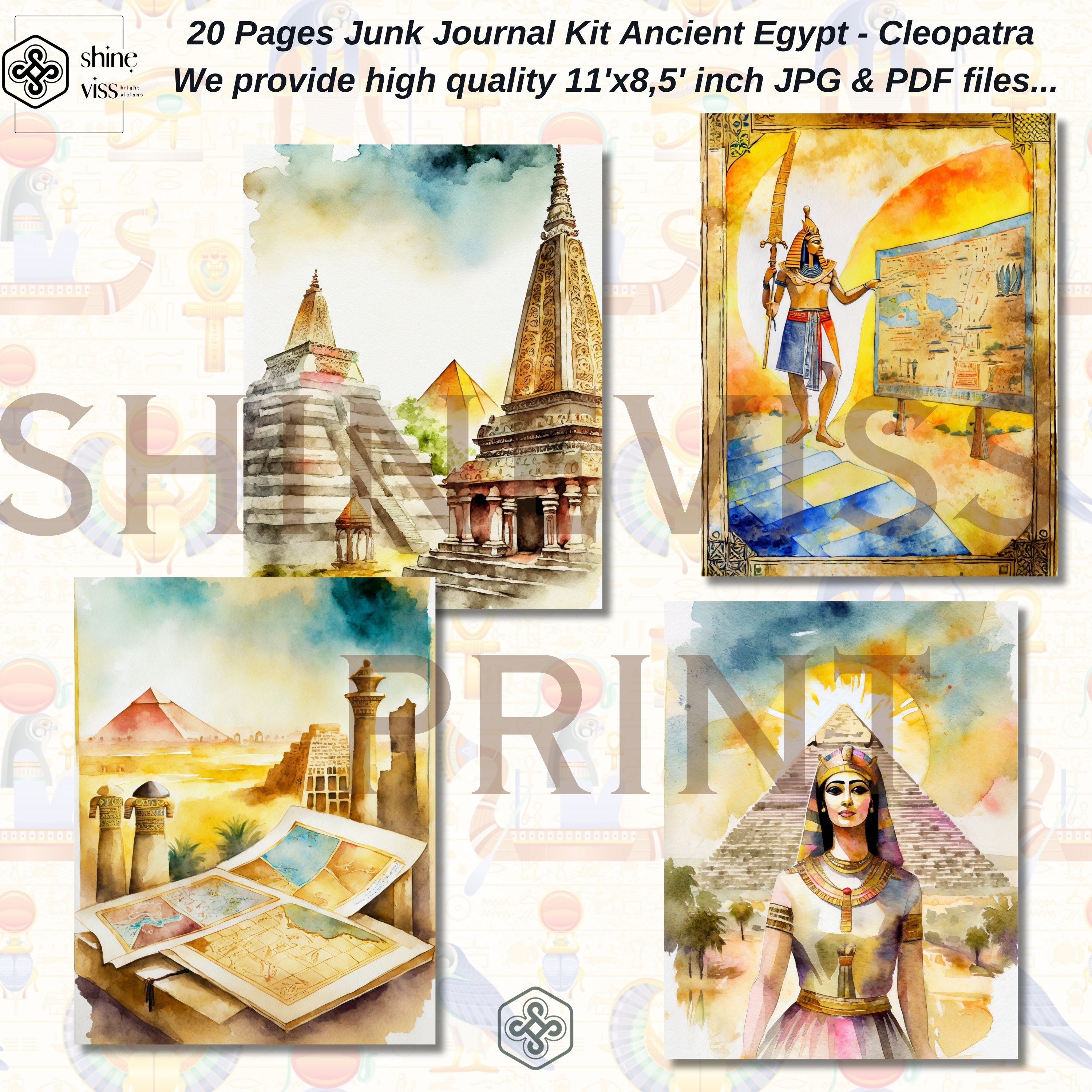 Ancient Egypt Cleopatra JUNK JOURNAL Kit, Watercolor Ephemera JPG ...
