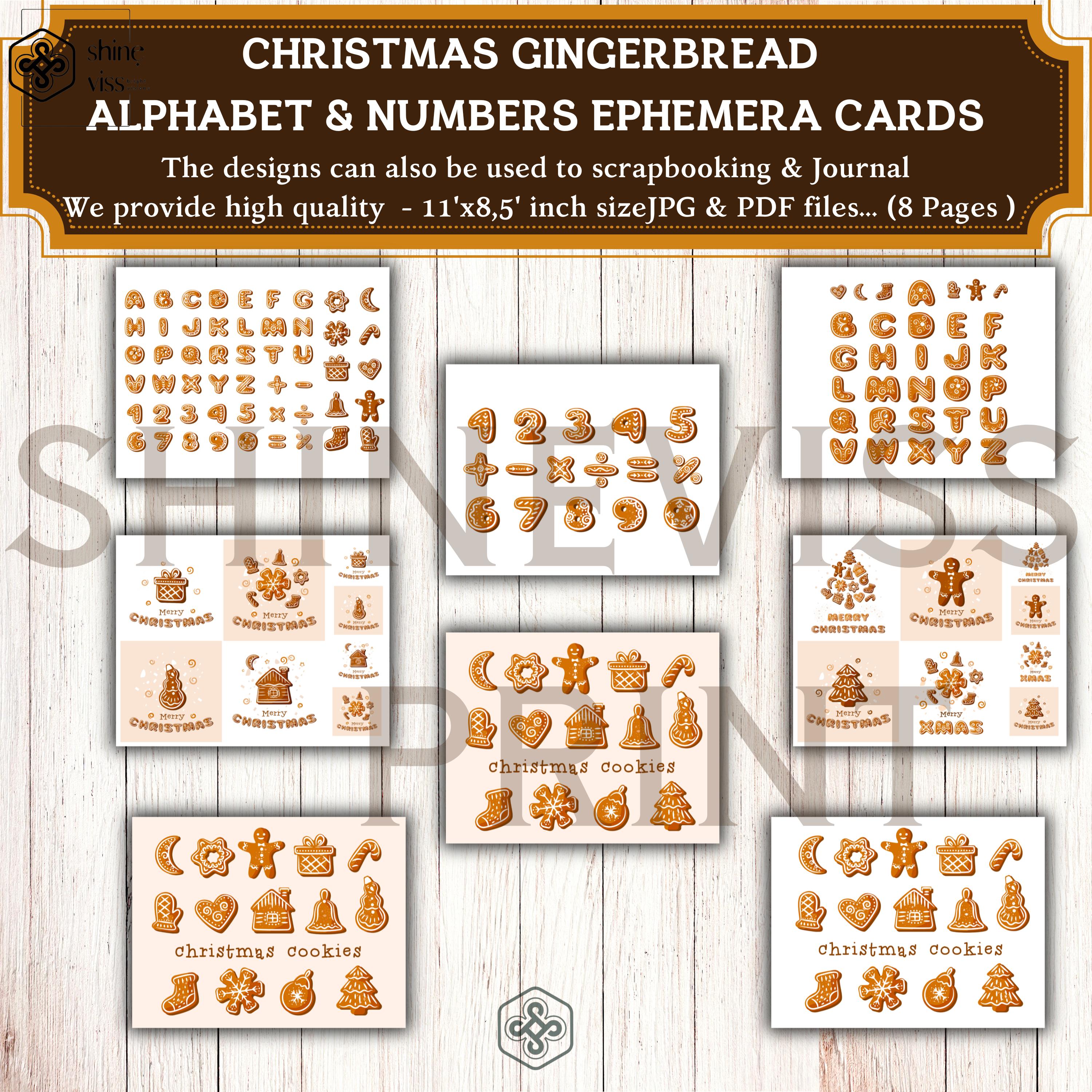 Gingerbread Alphabet Number Christmas, Junk Journal Kit, Scrapbook Set ...