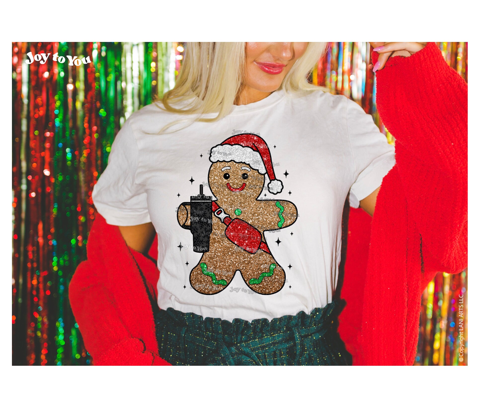 Glitter Gingerbread Man Santa Png Belt Bag Tumbler Sequins Cute ...