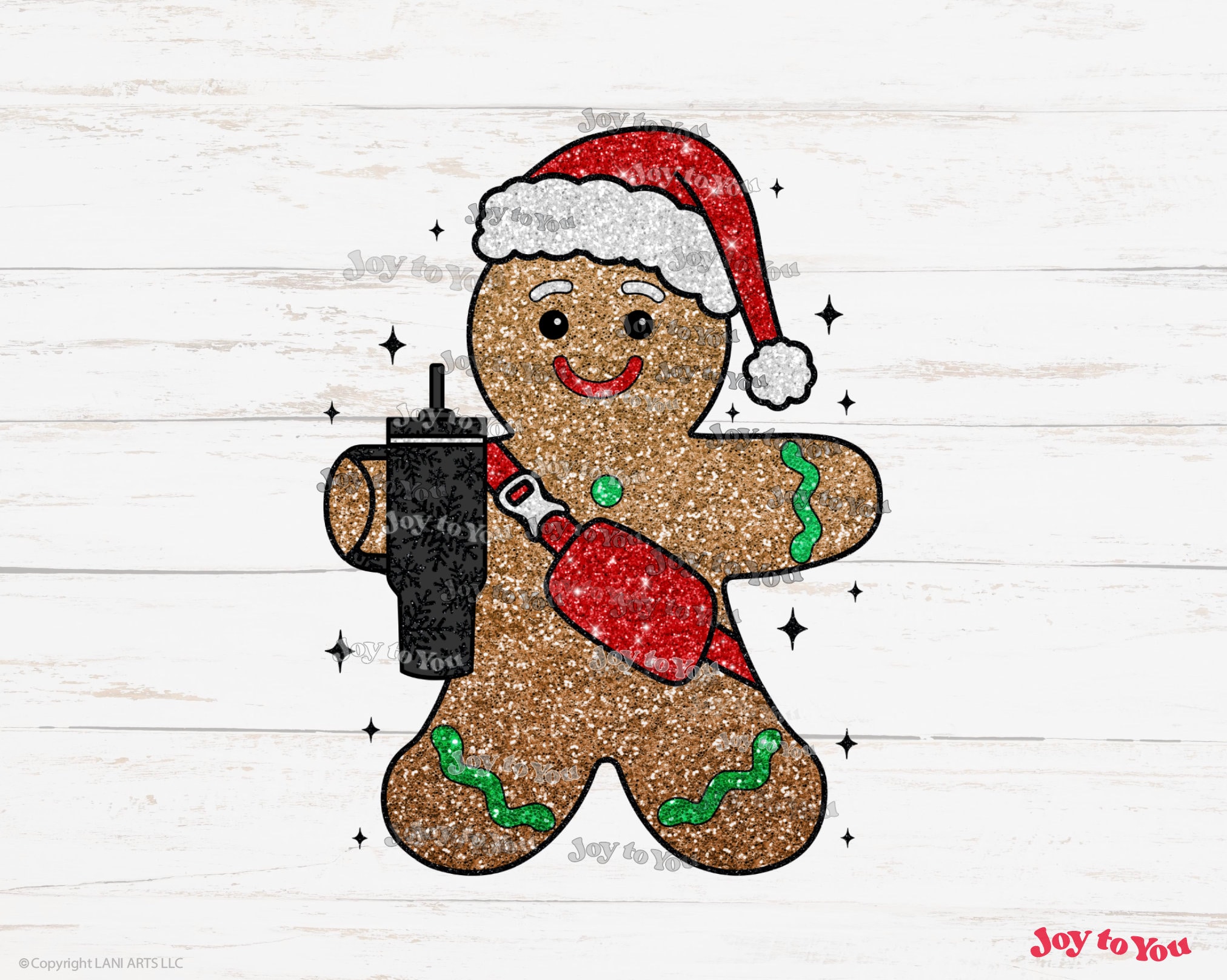 Glitter Gingerbread Man Santa Png Belt Bag Tumbler Sequins Cute ...