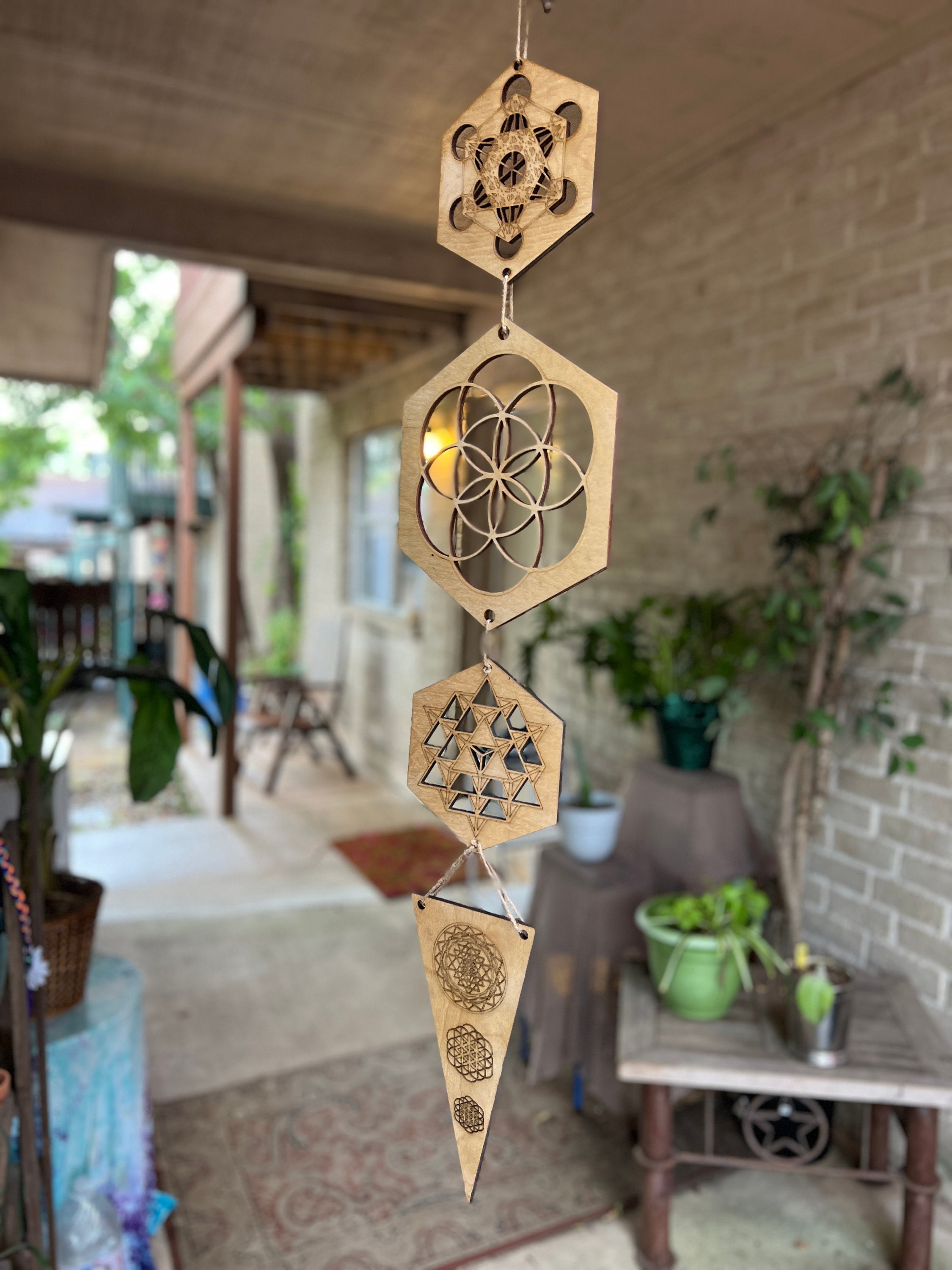 Mobile-wind Catcher-sacred Geometry Full - Wood by LED Lish - Etsy