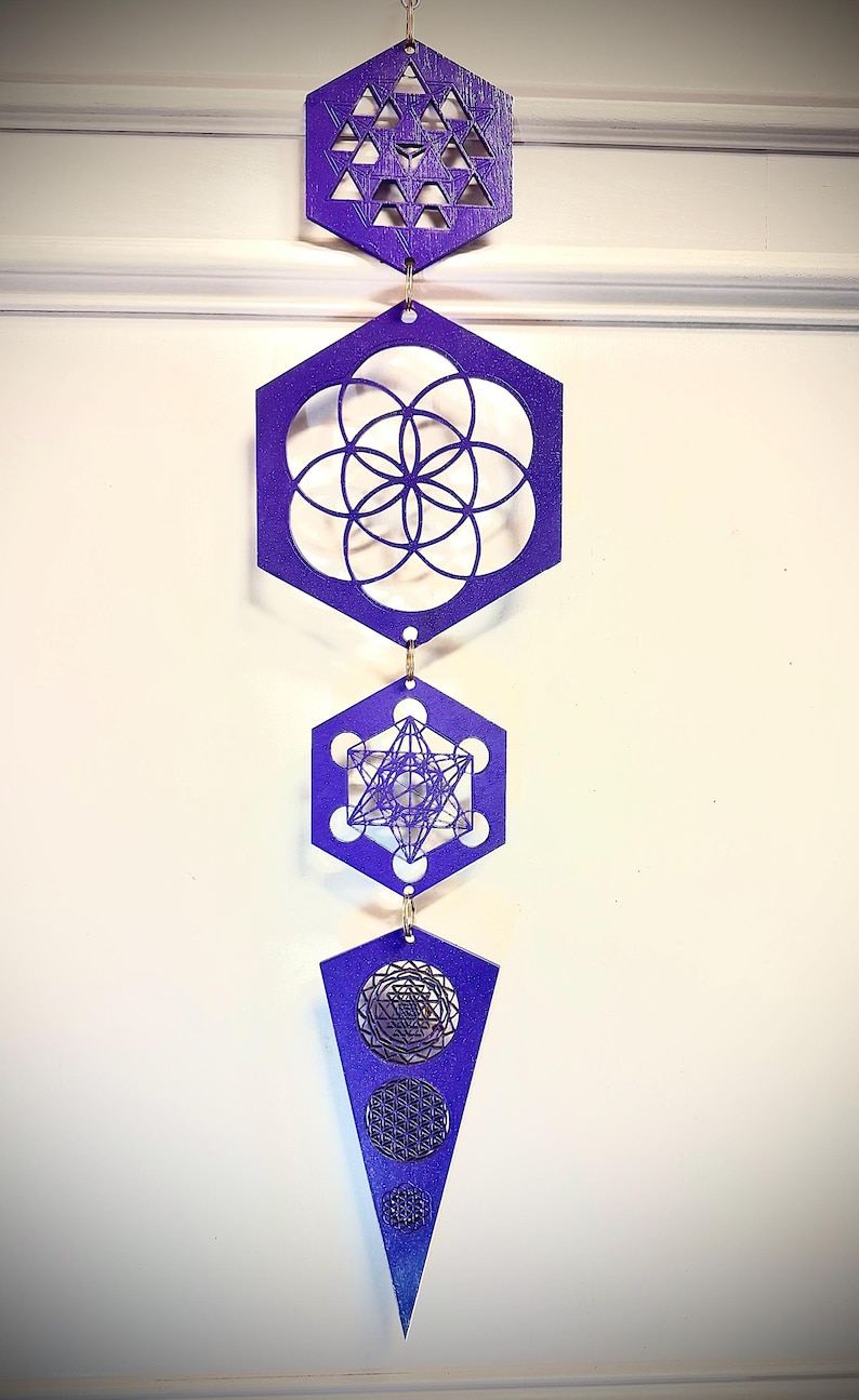 Mobile-wind Catcher-sacred Geometry Full - Wood by LED Lish - Etsy