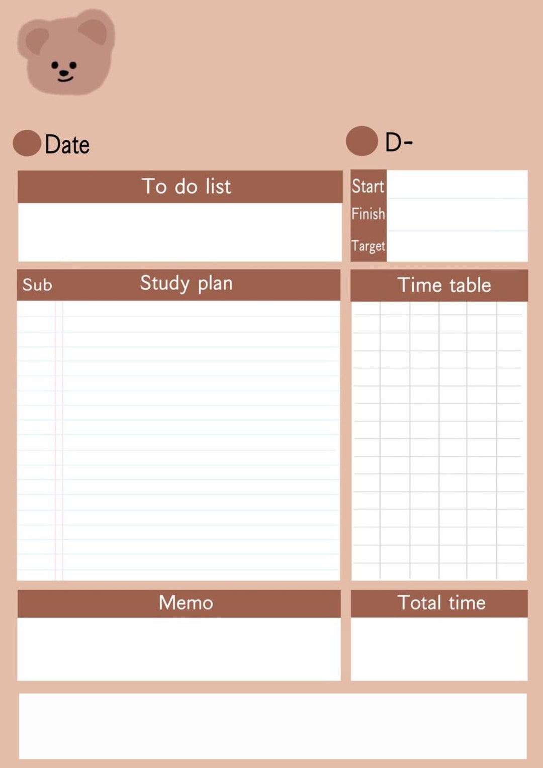 To-do List Printable, Brown Bear Theme to Do List, Downloadable ...