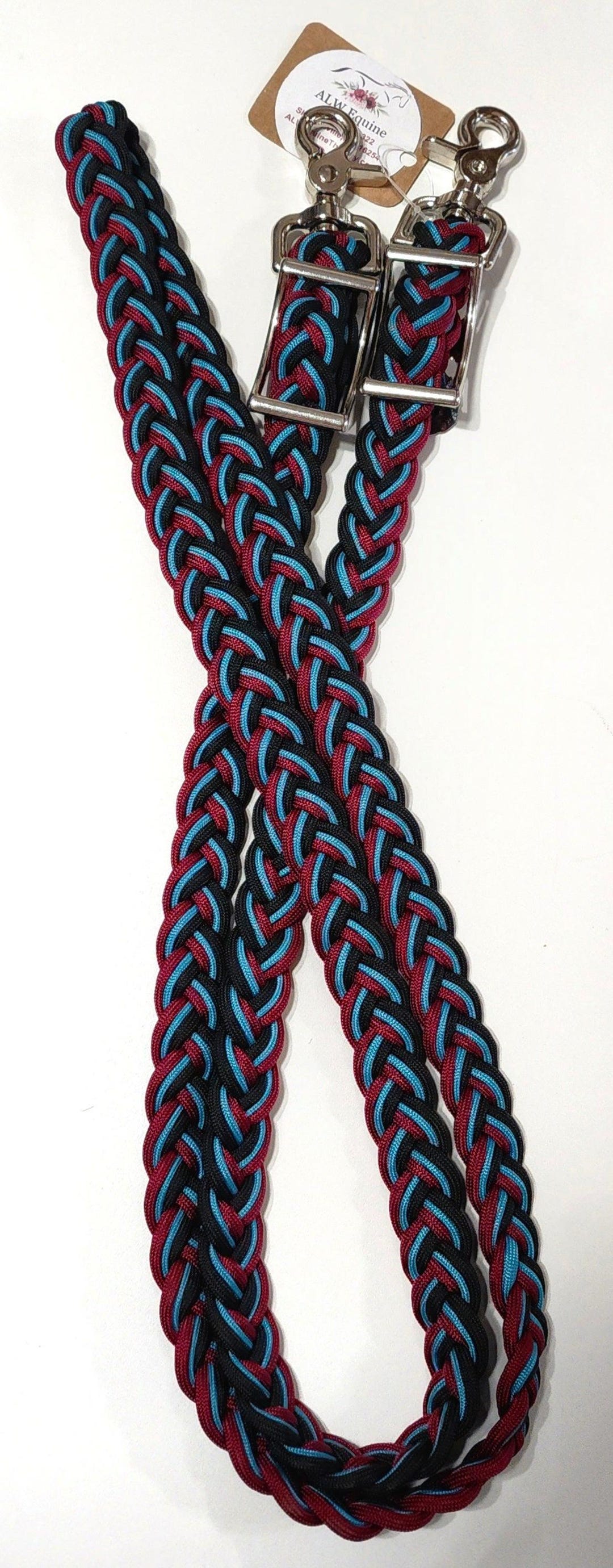Burgundy, Black, & Neon Turquoise Adjustable Reins - Etsy