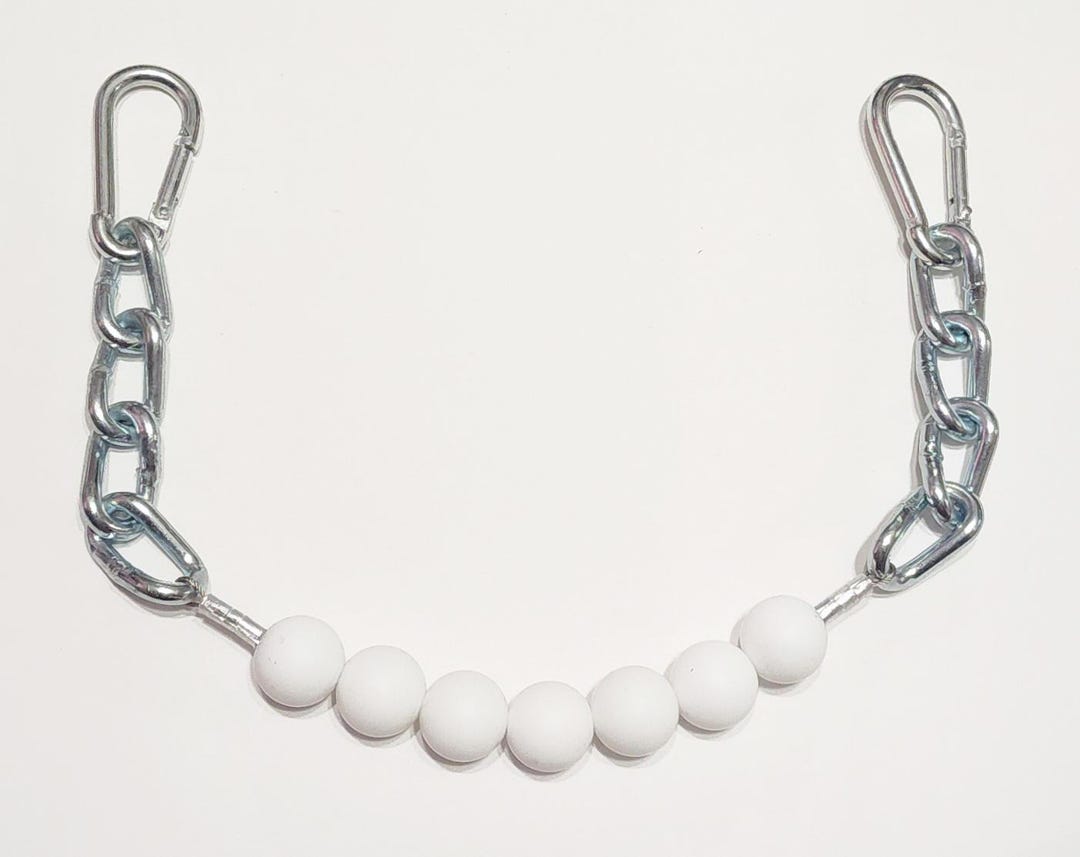 White Beaded Curb Strap - Etsy