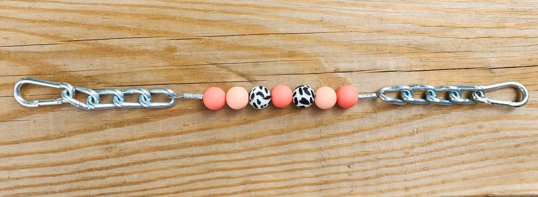 Peaches & Cow Print Beaded Curb Strap - Etsy